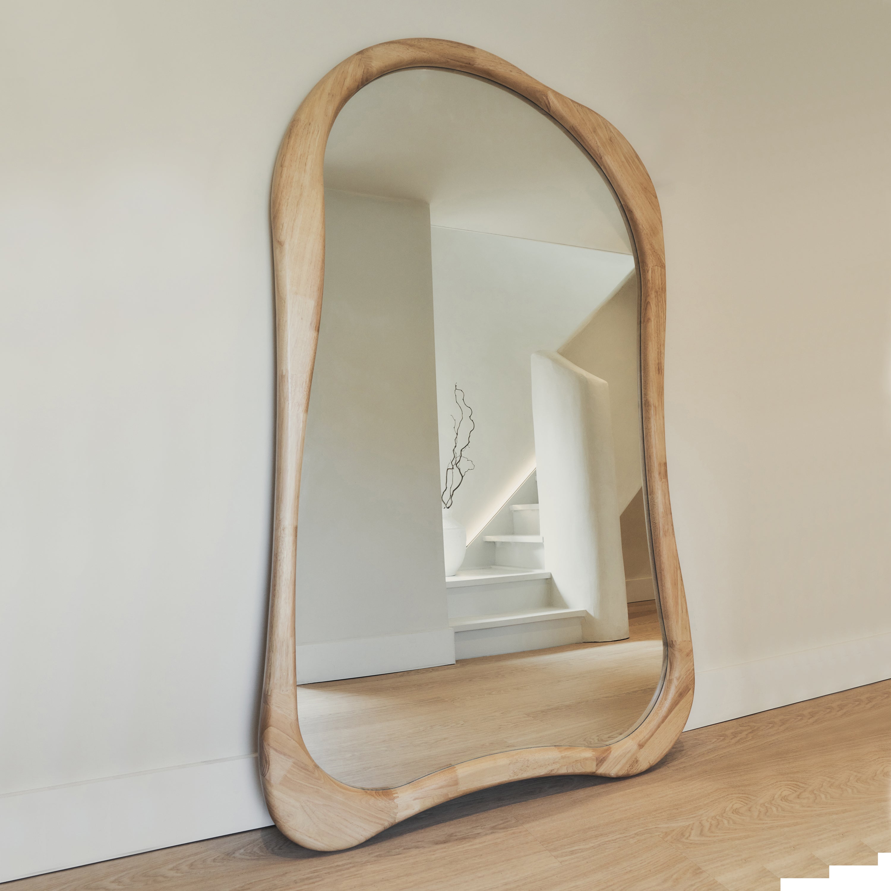 Arcurva Extra Large Full Length Light Wood Irregular Mirror 190x110cm