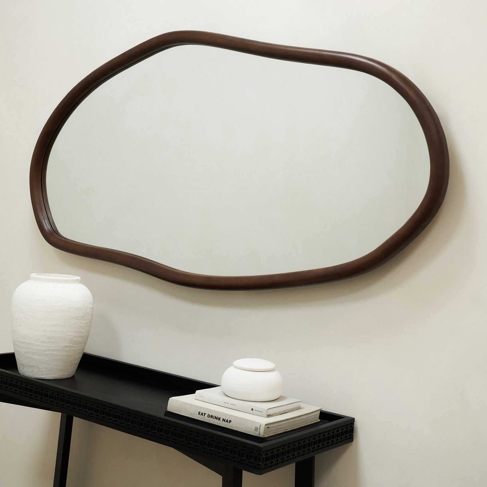 Aaliyah - Dark Wood Irregular Wall Mirror 150cm x 75cm