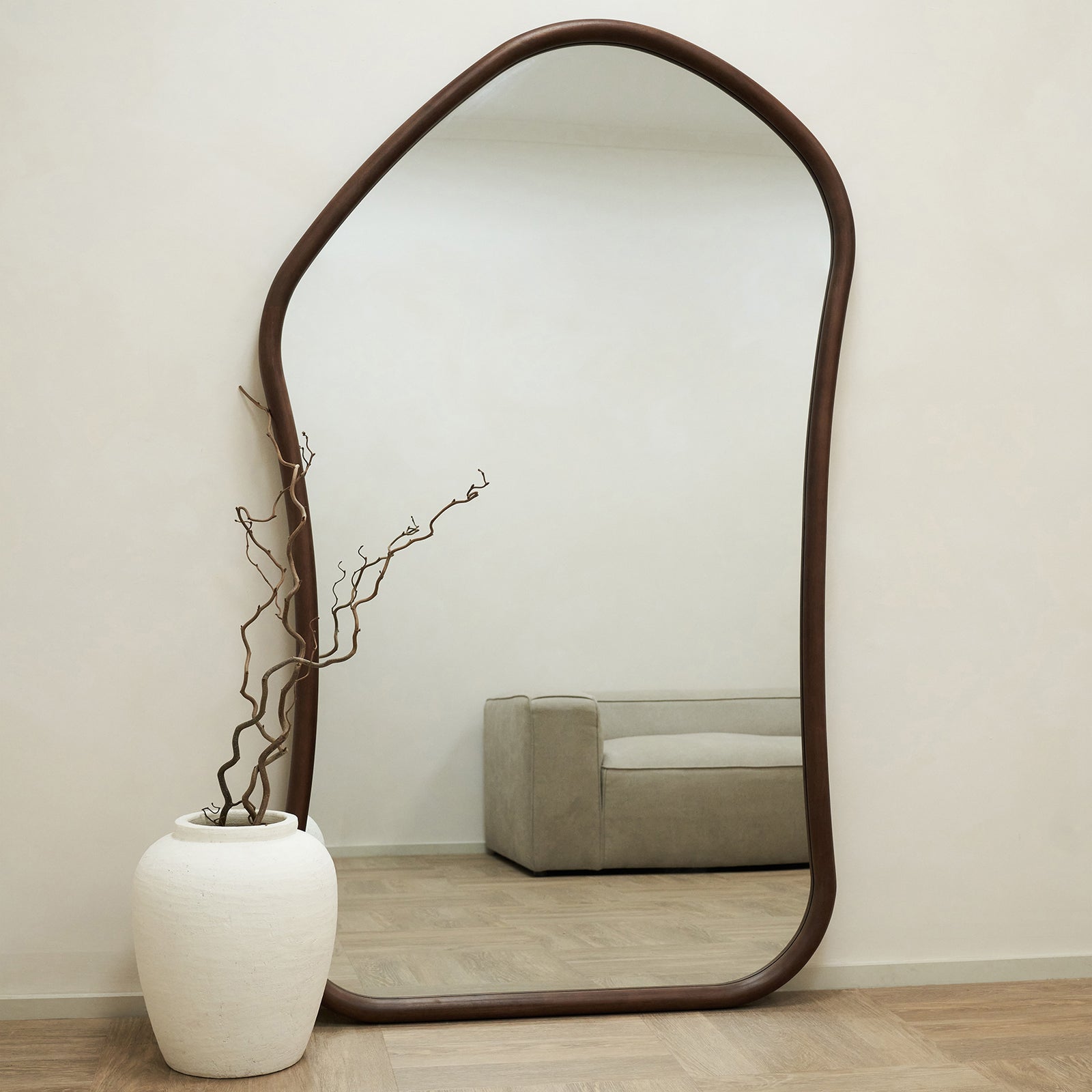 Aaliyah - Extra Large Full Length Dark Wood Irregular Mirror 180cm x 1