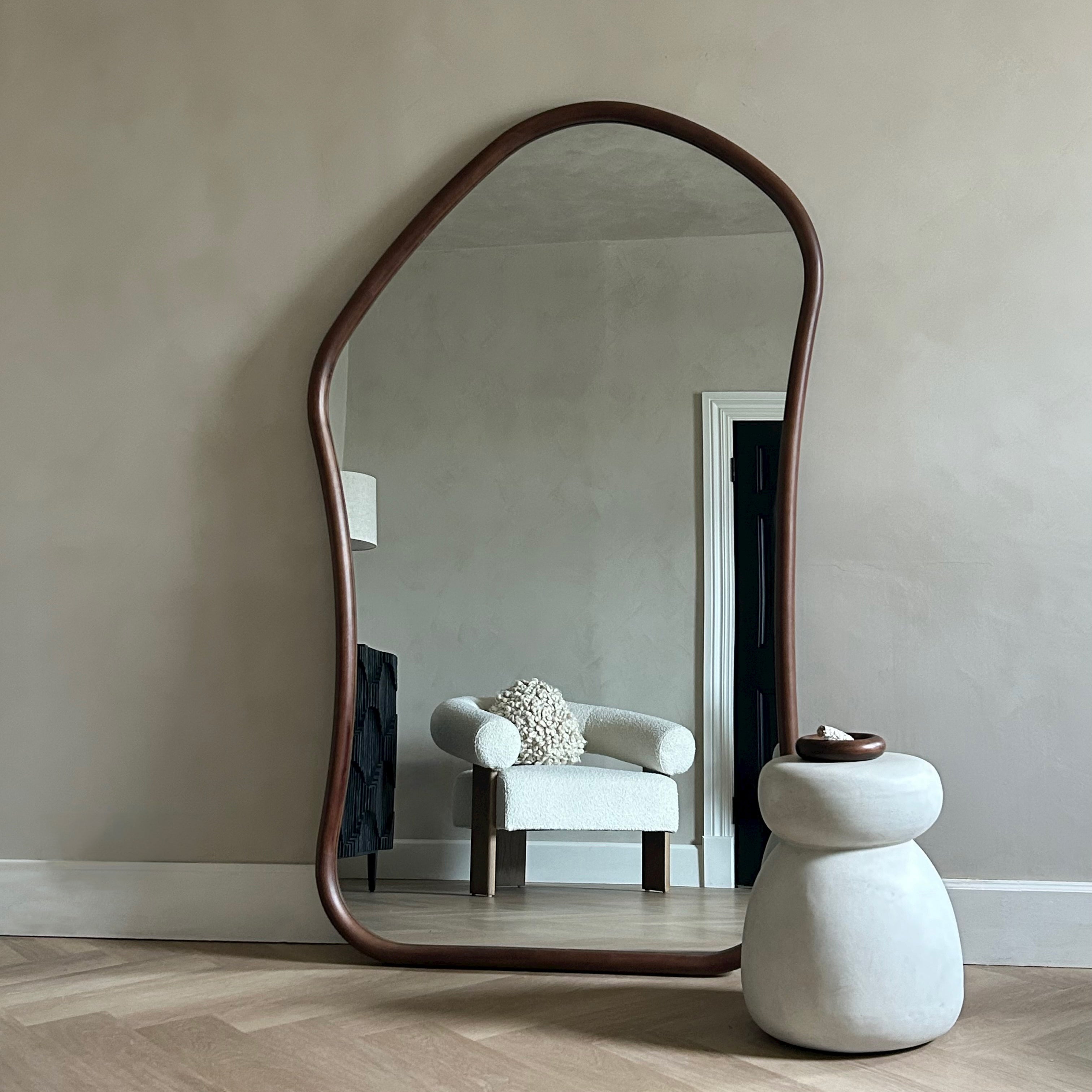 Aaliyah - Extra Large Full Length Dark Wood Irregular Mirror 180cm x 1