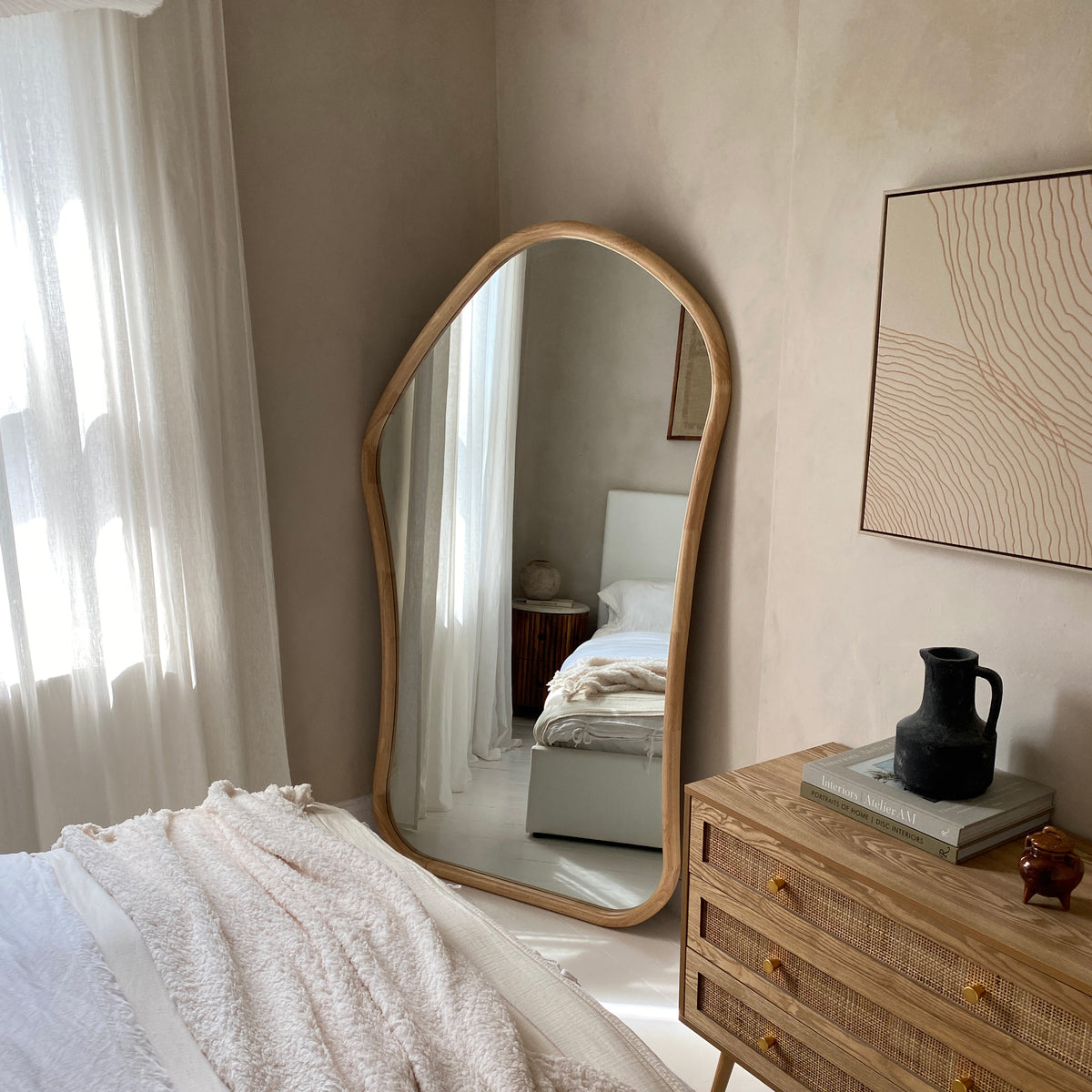 Aaliyah - Extra Large Full Length Light Wood Irregular Mirror 180cm x