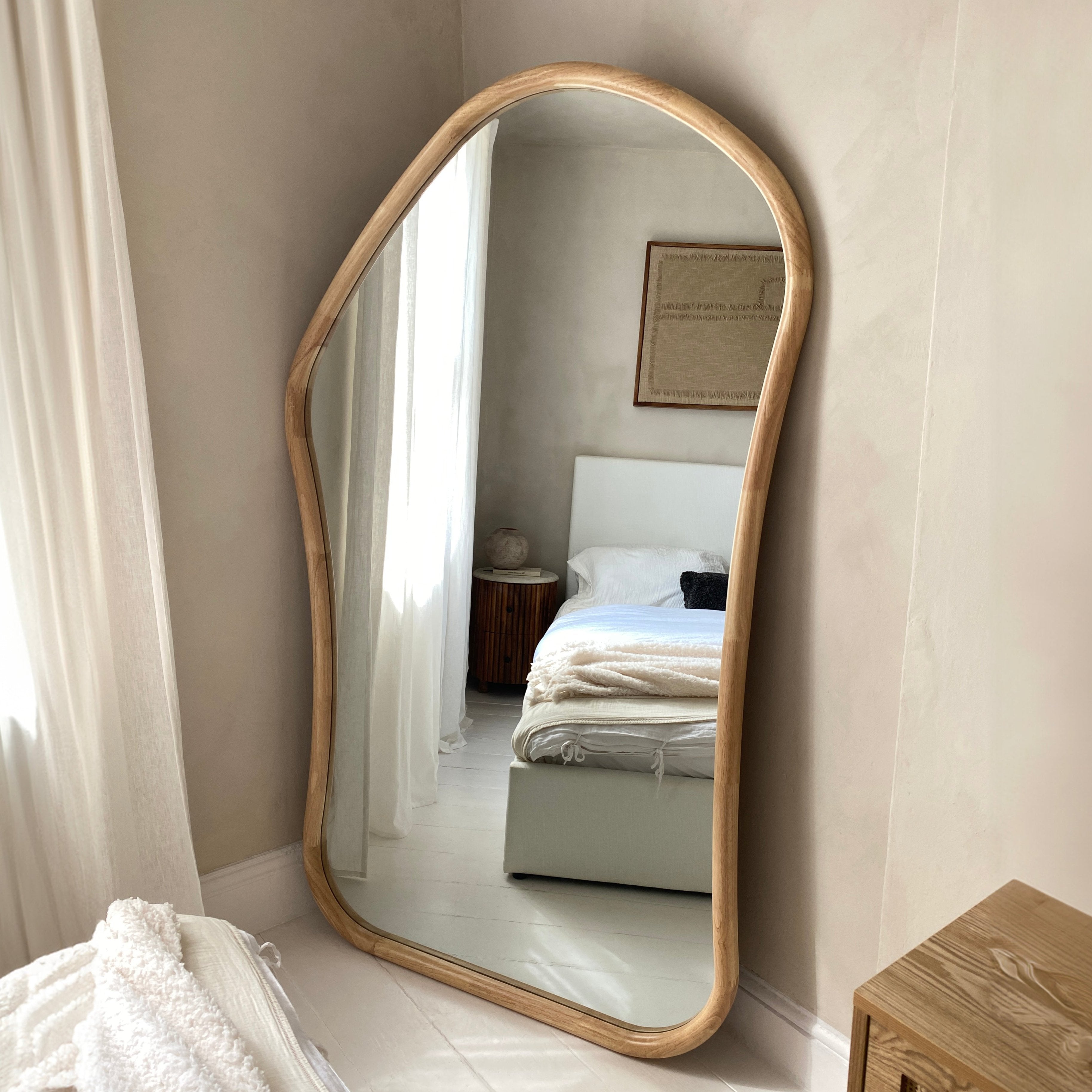 Aaliyah - Extra Large Full Length Light Wood Irregular Mirror 180cm x