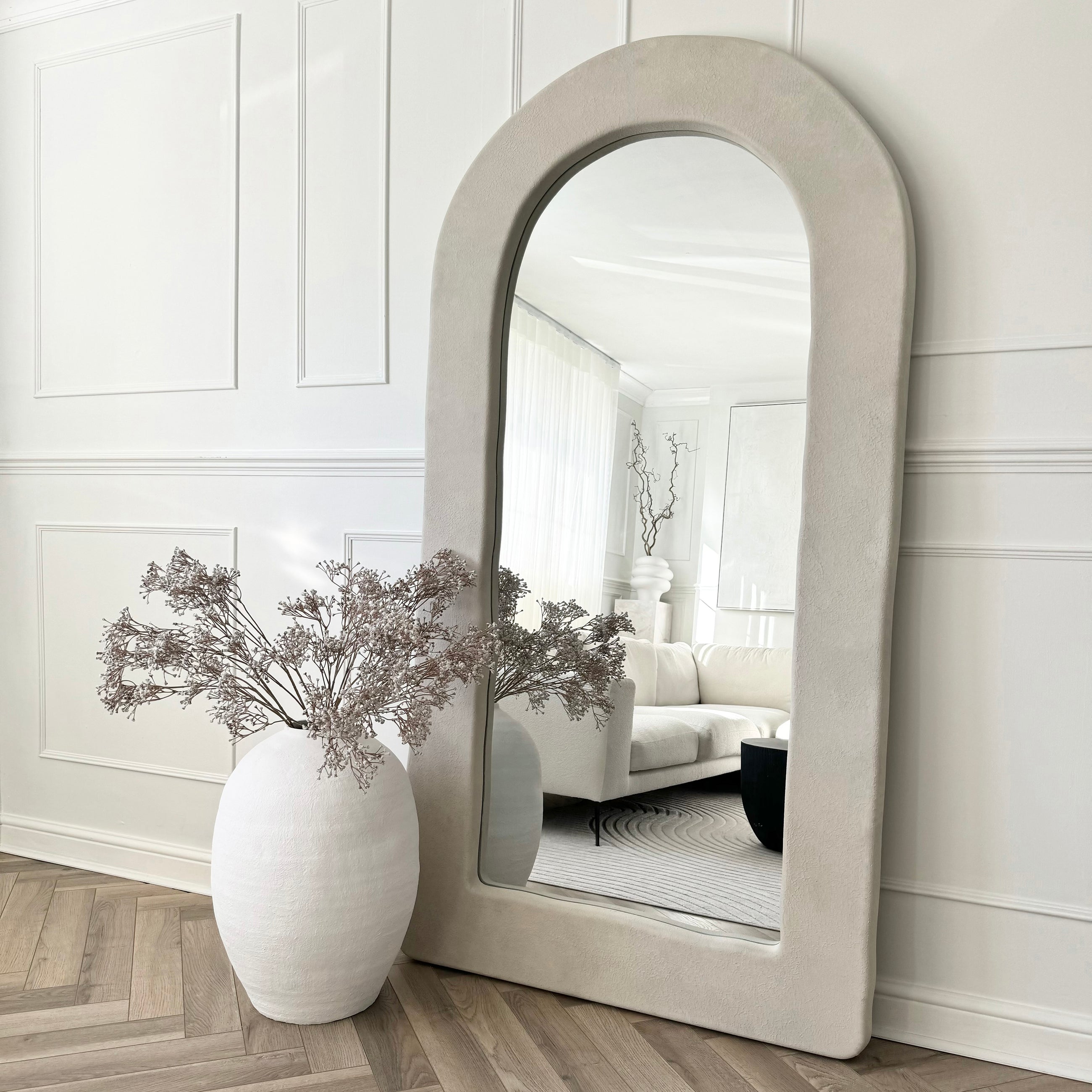 Full Length Extra Large Arched Concrete Mirror 190cm x 110cm - Tamara