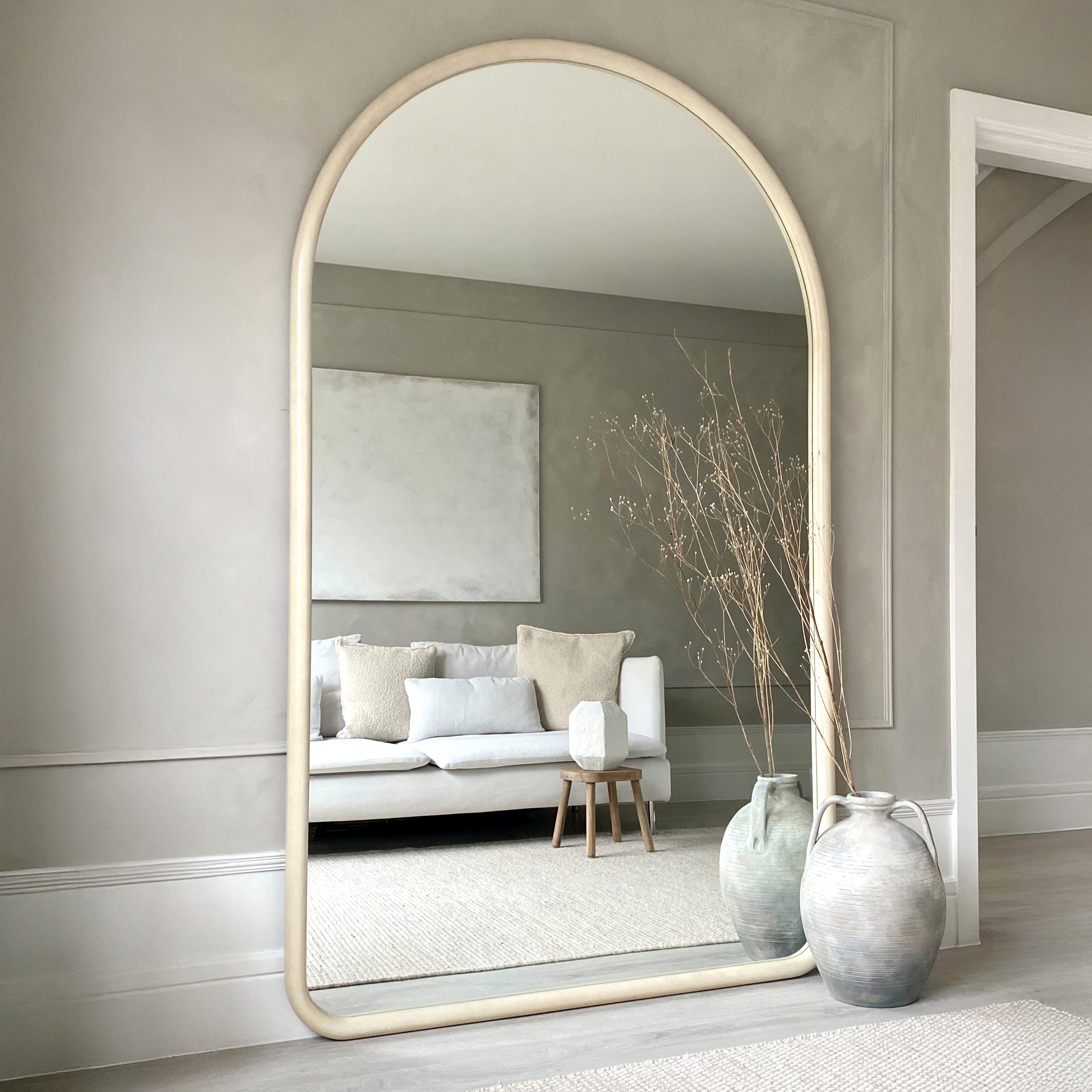 Full Length Extra Large Arched Concrete Mirror 200cm x 120cm - Amora