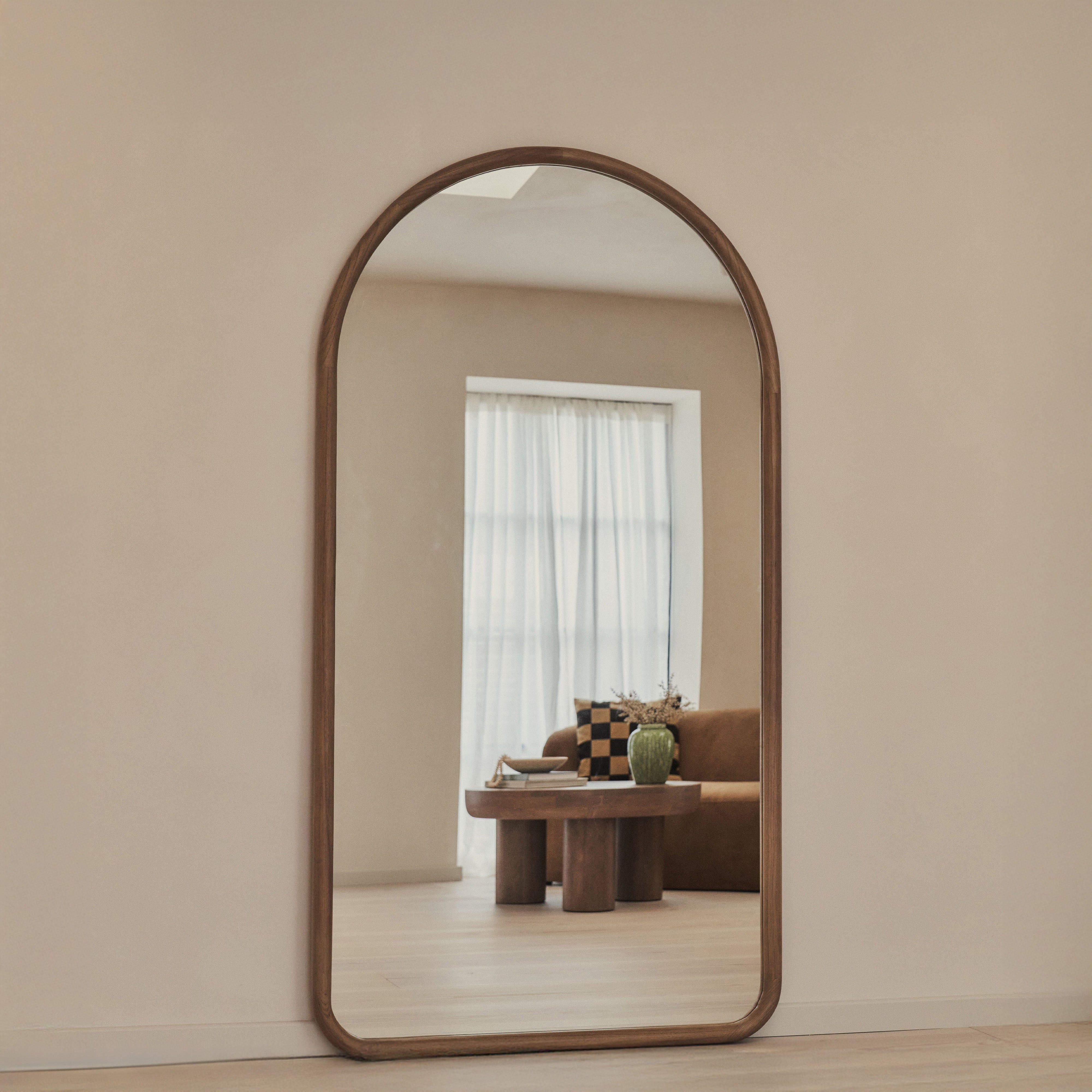 Extra Large Full Length Arched Warm Wood Mirror 190cm x 100cm - Amora