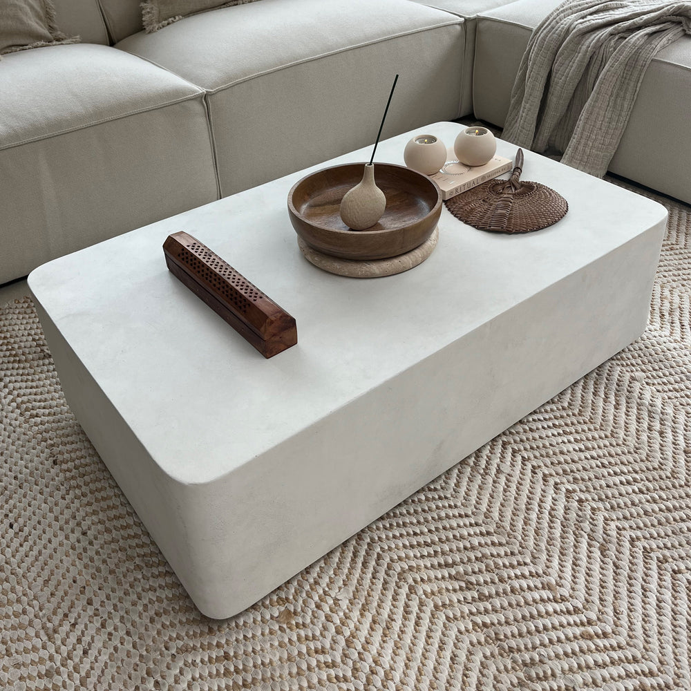 Minimal Concrete Rectangular Coffee Table Large - Angelo