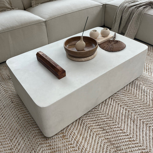 Minimal Concrete Rectangular Coffee Table Large - Angelo
