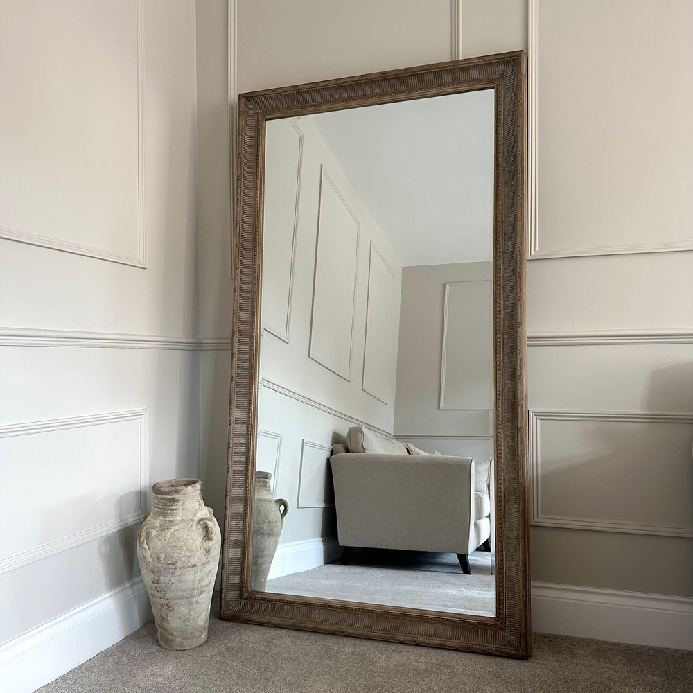 Full Length Washed Wood Extra Large Mirror 185cm x 100cm- Antoine