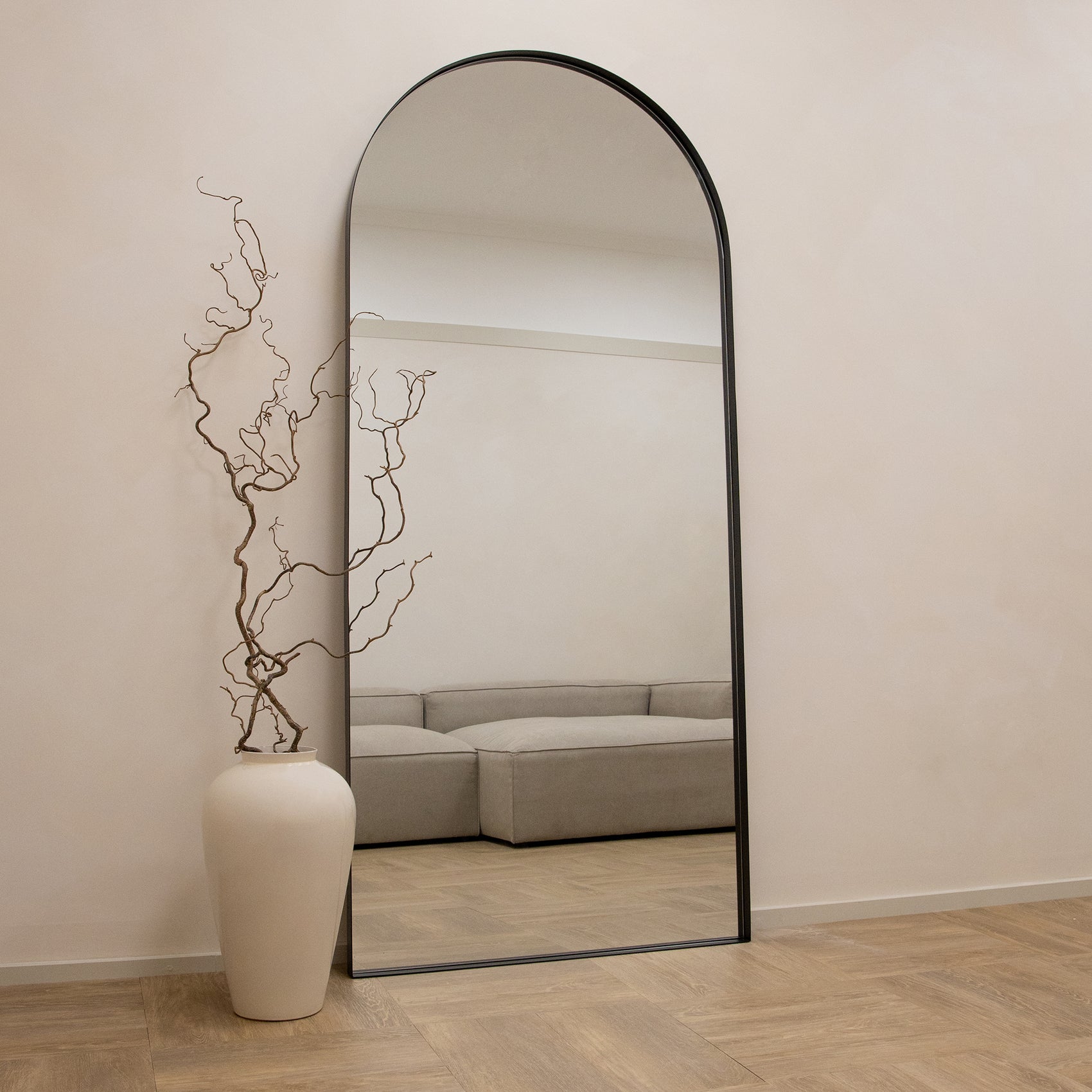 Full Length Arched Black Extra Large Metal Mirror 200cm x 90cm - Arcus
