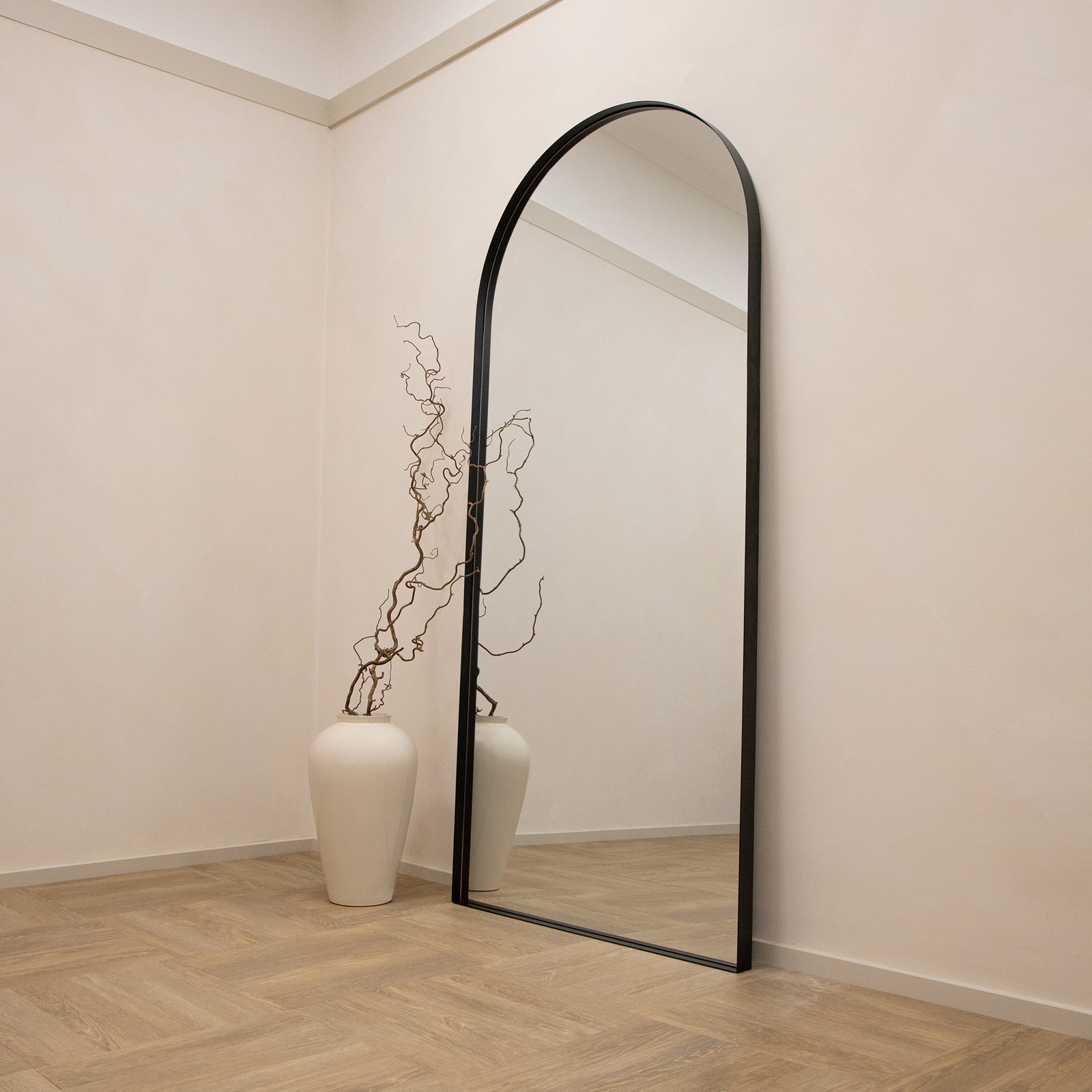 Full Length Arched Black Extra Large Metal Mirror 200cm x 90cm - Arcus