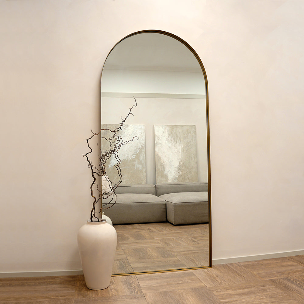 Full Length Arched Gold XL Metal Mirror 200cm x 90cm - Arcus