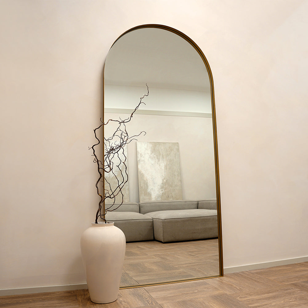 Full Length Arched Gold XL Metal Mirror 200cm x 90cm - Arcus