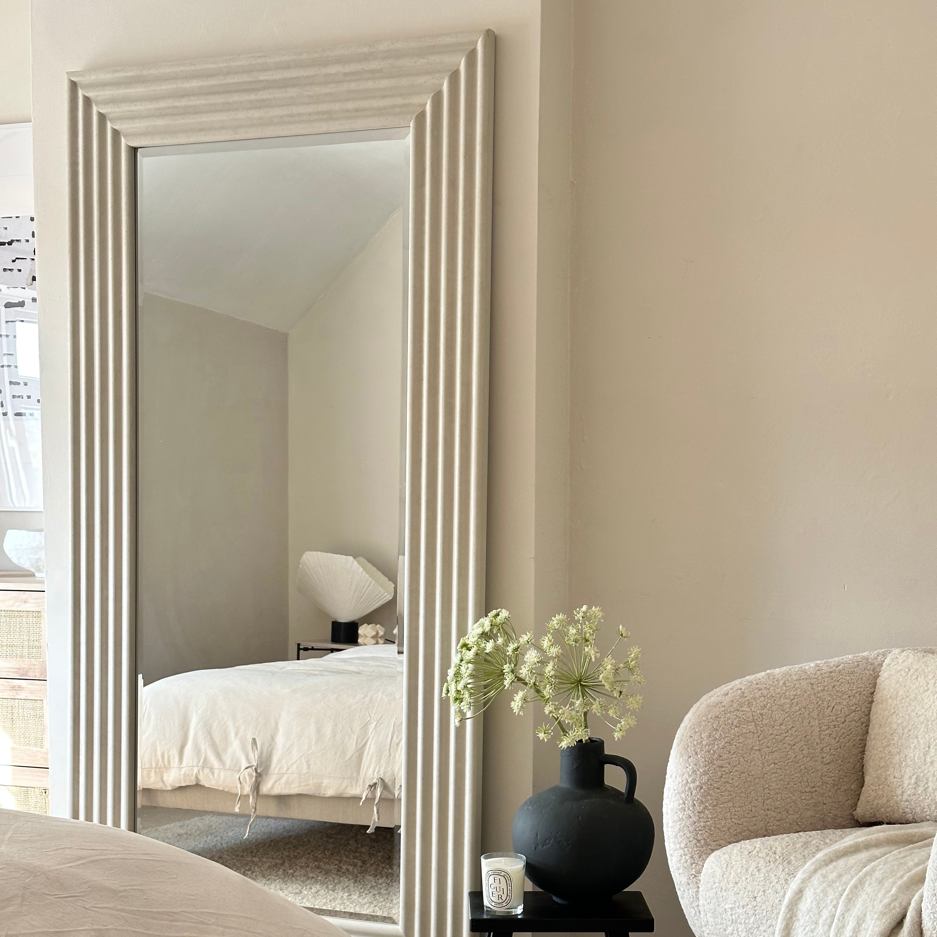 Full Length Ribbed Concrete Mirror 180cm x 90cm - Aurora