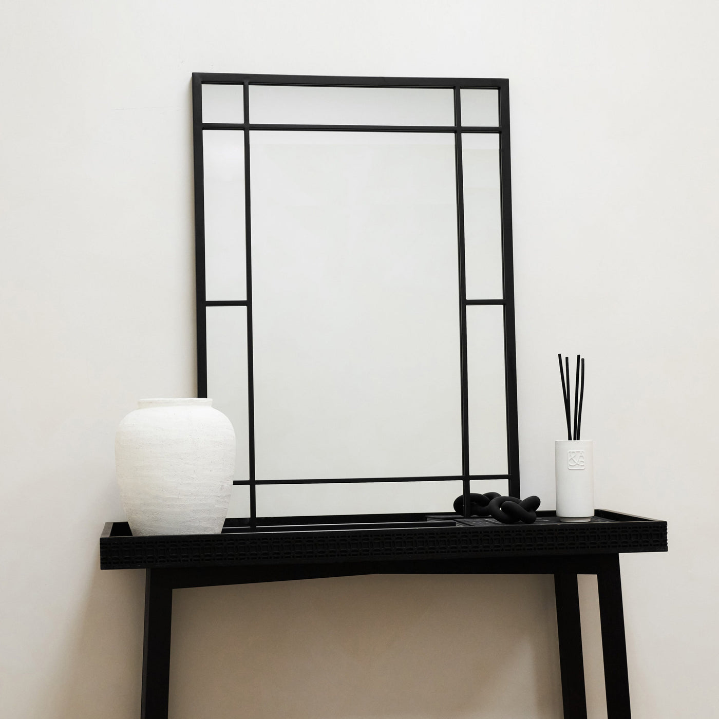 Black Industrial Metal Wall Mirror 100cm x 70cm - Bexley