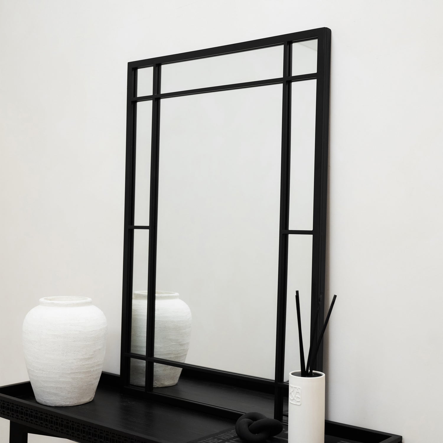 Black Industrial Metal Wall Mirror 100cm x 70cm - Bexley