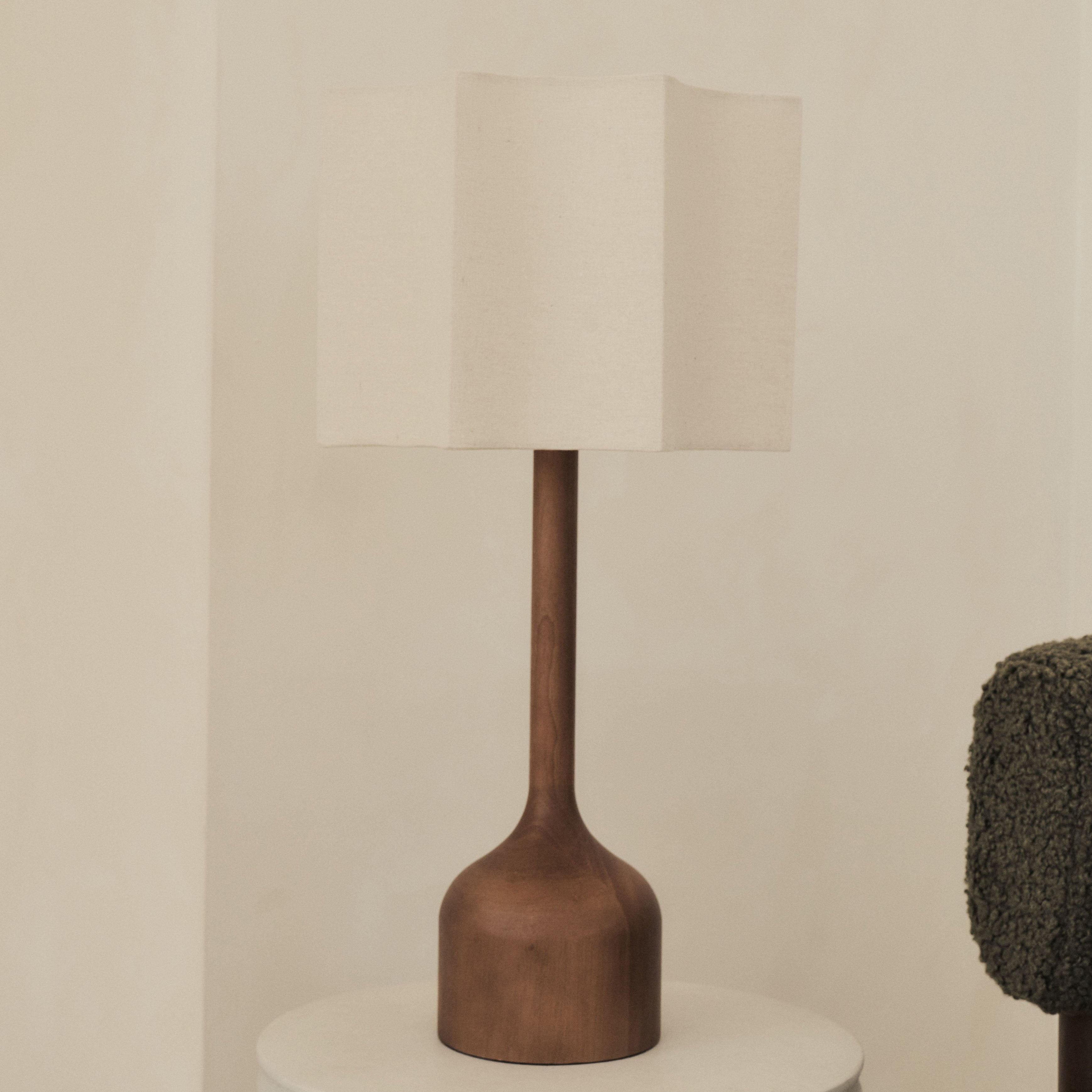 Esme - Dark Wood Inverted Scallop Shade Table Lamp