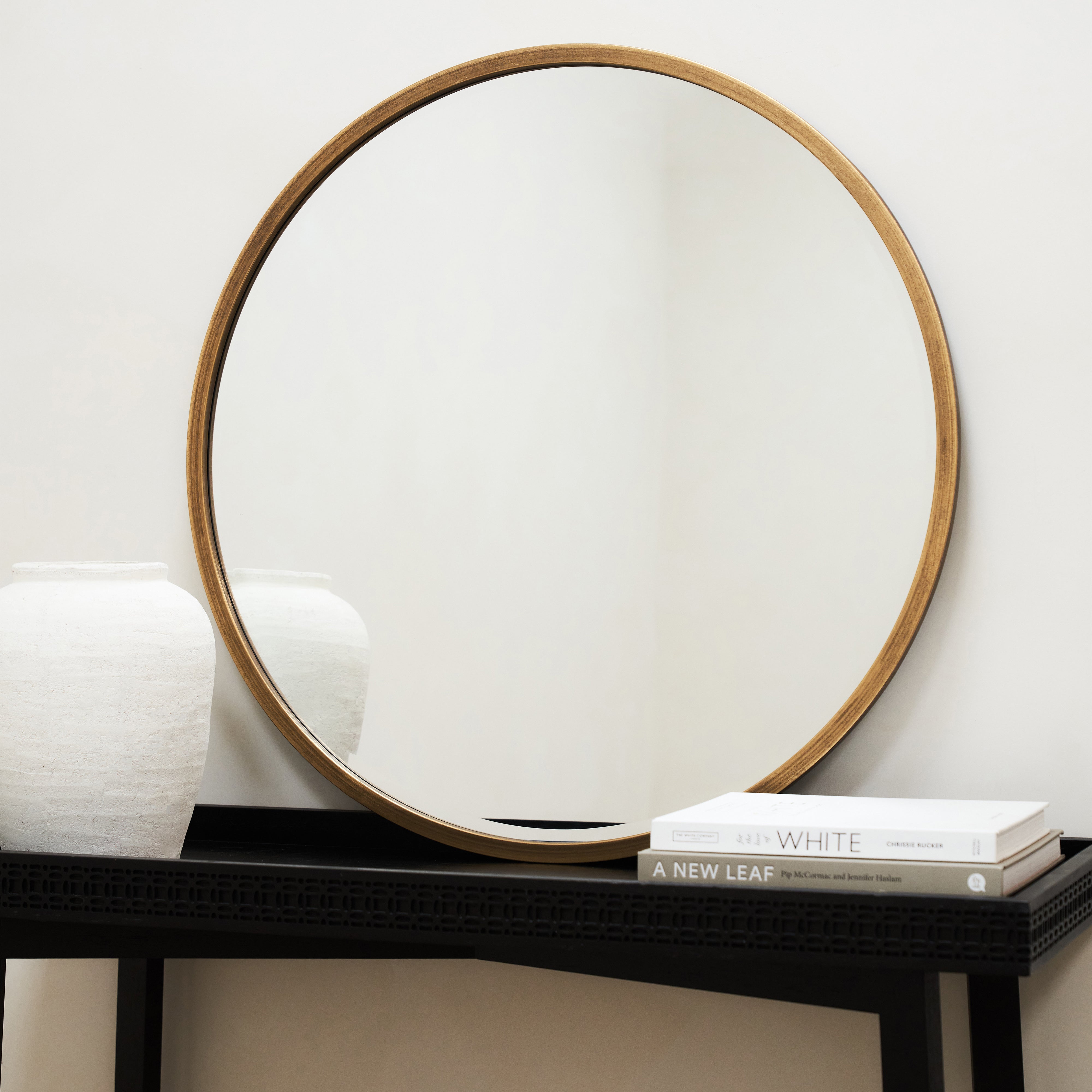Gold Metal Modern Round Wall Mirror 80cm x 80cm - Higgins