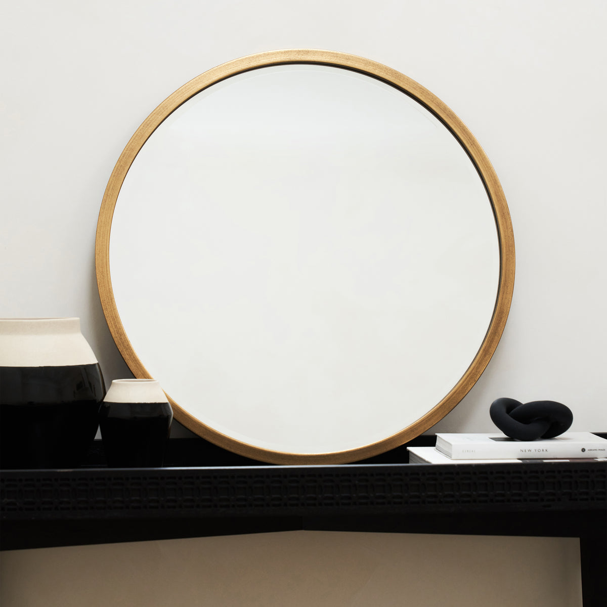 Gold Metal Modern Round Wall Mirror 60cm x 60cm - Higgins