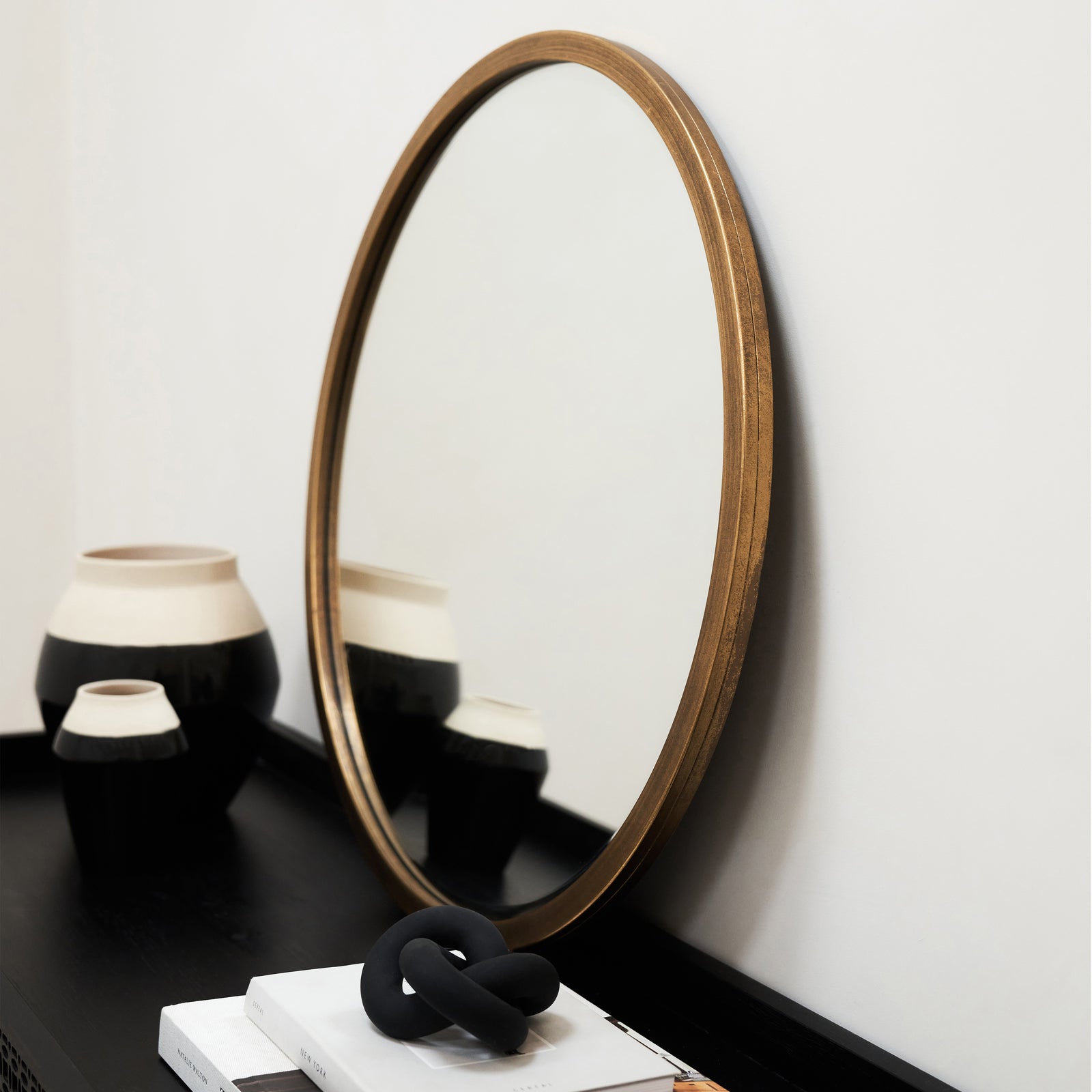 Gold Metal Modern Round Wall Mirror 60cm x 60cm - Higgins