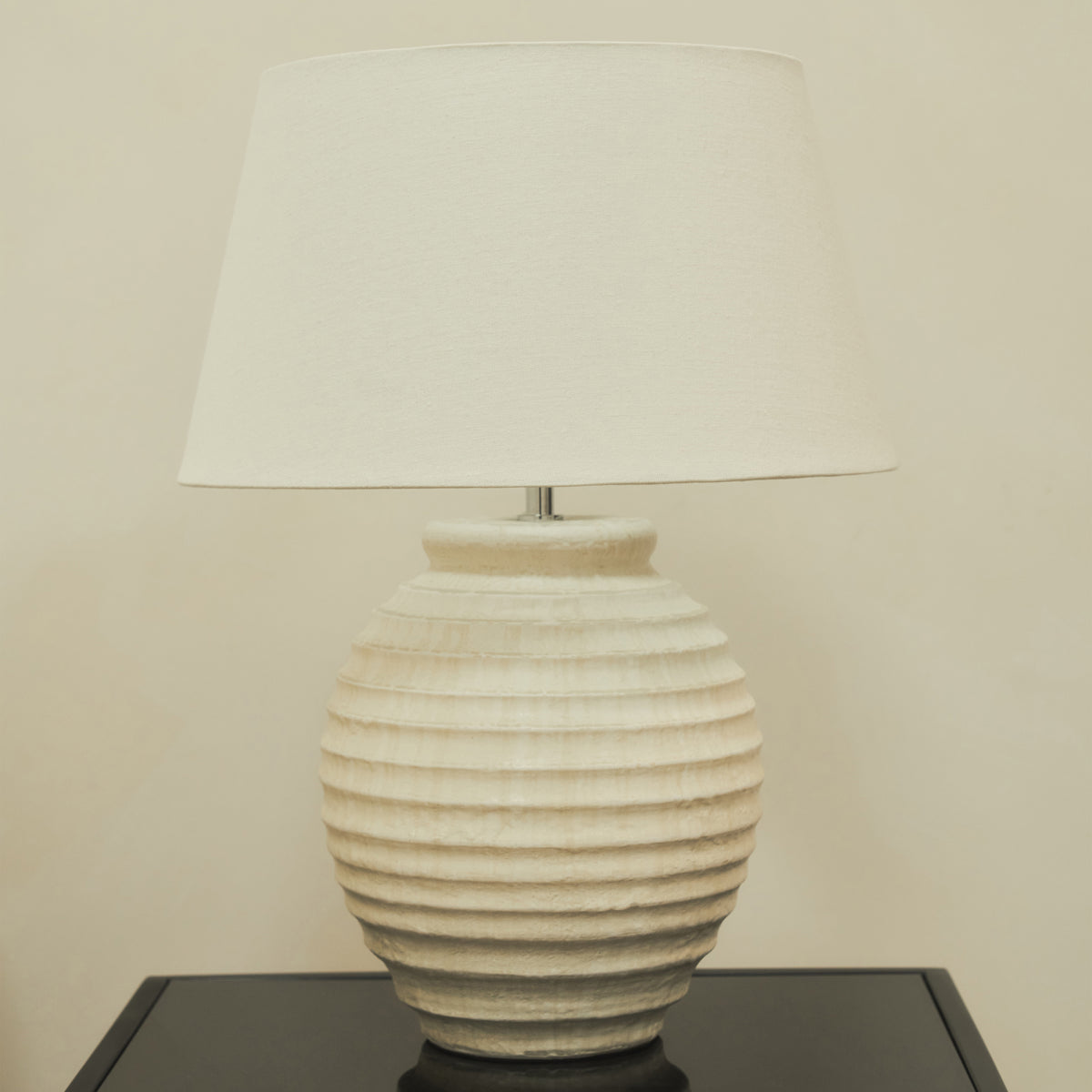 Linosa - Textured Ceramic Based Table Lamp Natural Shade