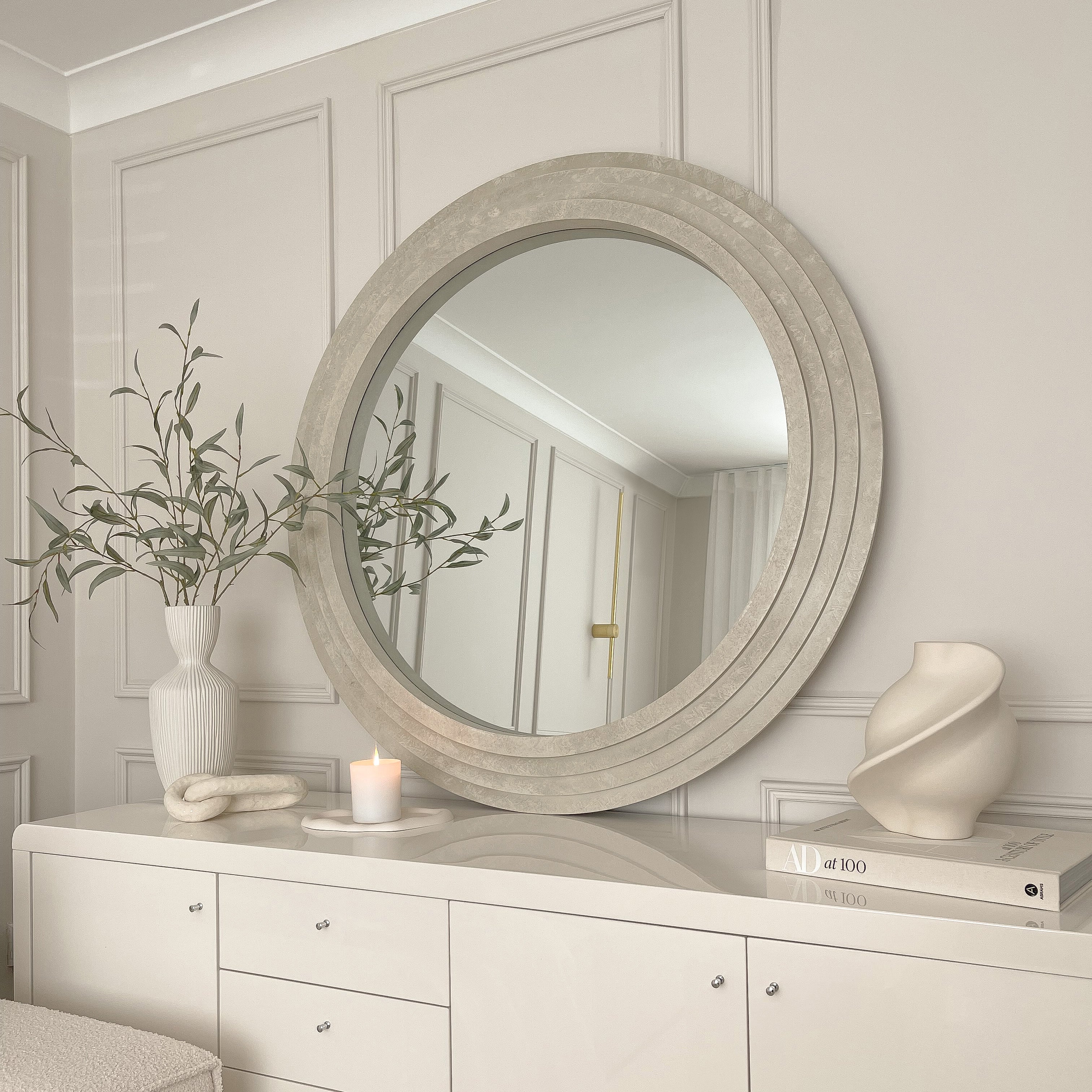 Round Concrete Wall Mirror 110cm x 110cm - Luciana