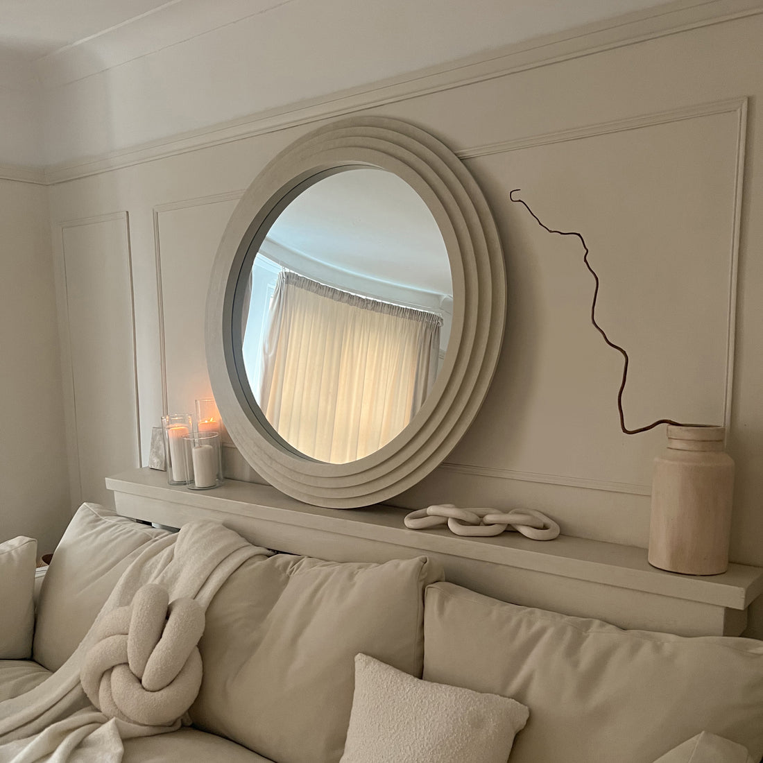 Round Concrete Wall Mirror 110cm x 110cm - Luciana