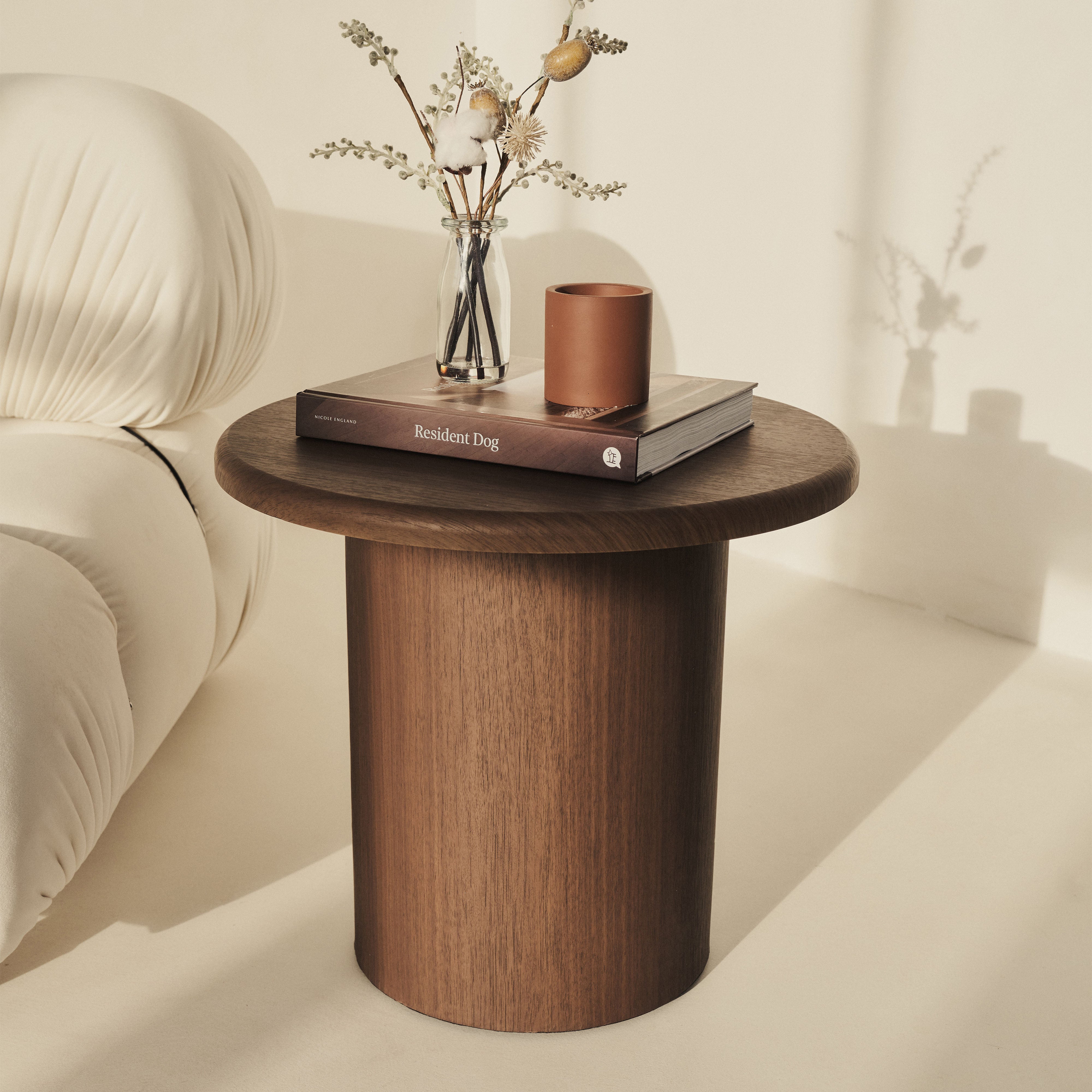 Dark Wood Round Wooden Side Table - Madison