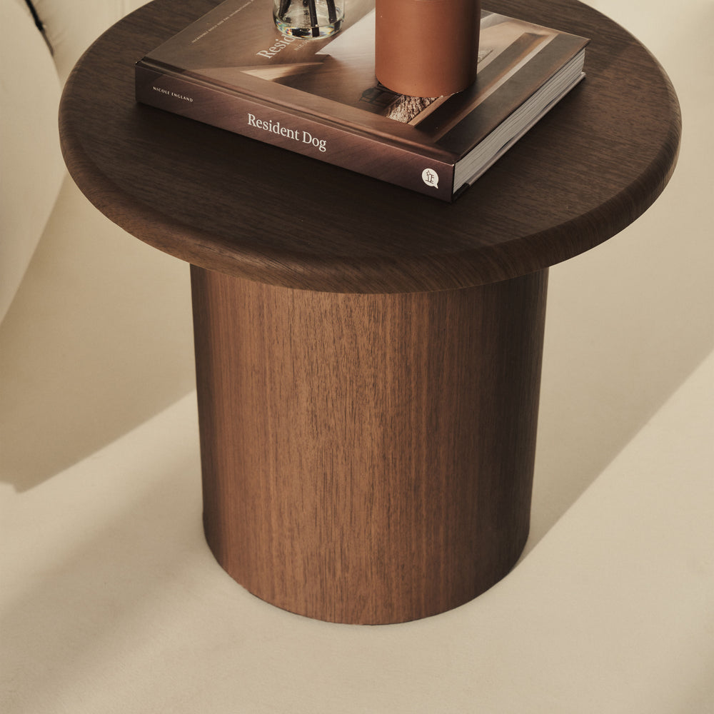 Dark Wood Round Wooden Side Table - Madison