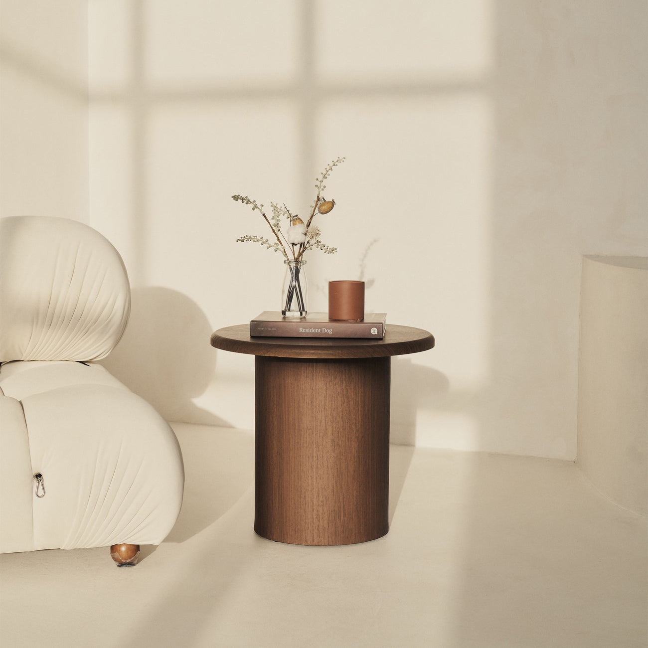 Dark Wood Round Wooden Side Table - Madison