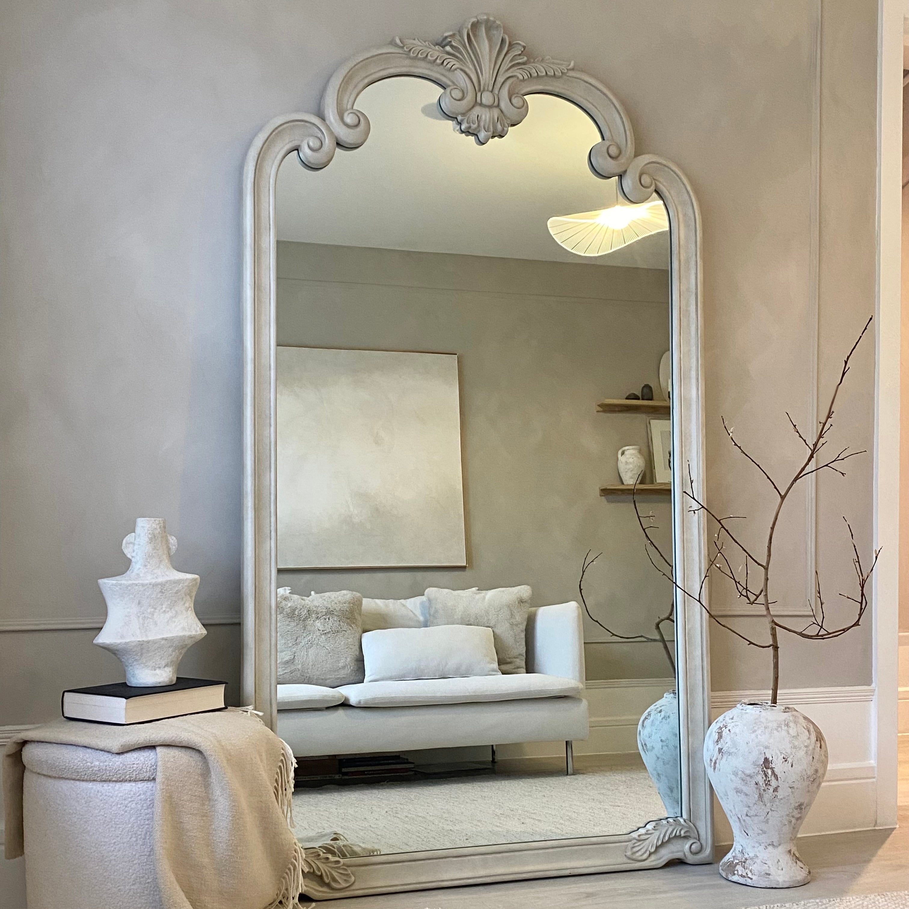Extra Large Concrete Ornate Full Length Mirror 185cm x 104cm - Pelazzo