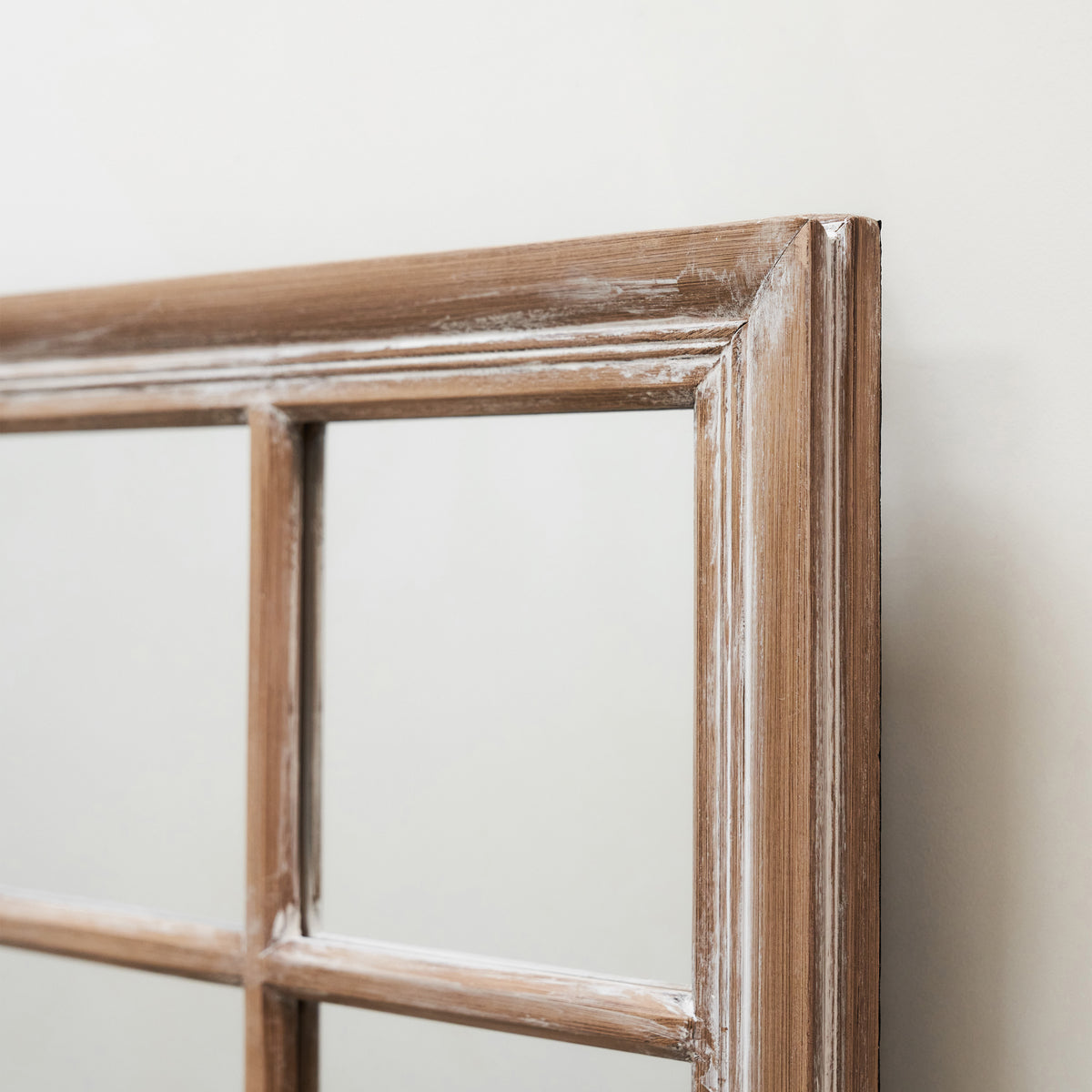 Oak Shabby Chic Rectangular Window Mirror 134cm x 70cm - Sasha