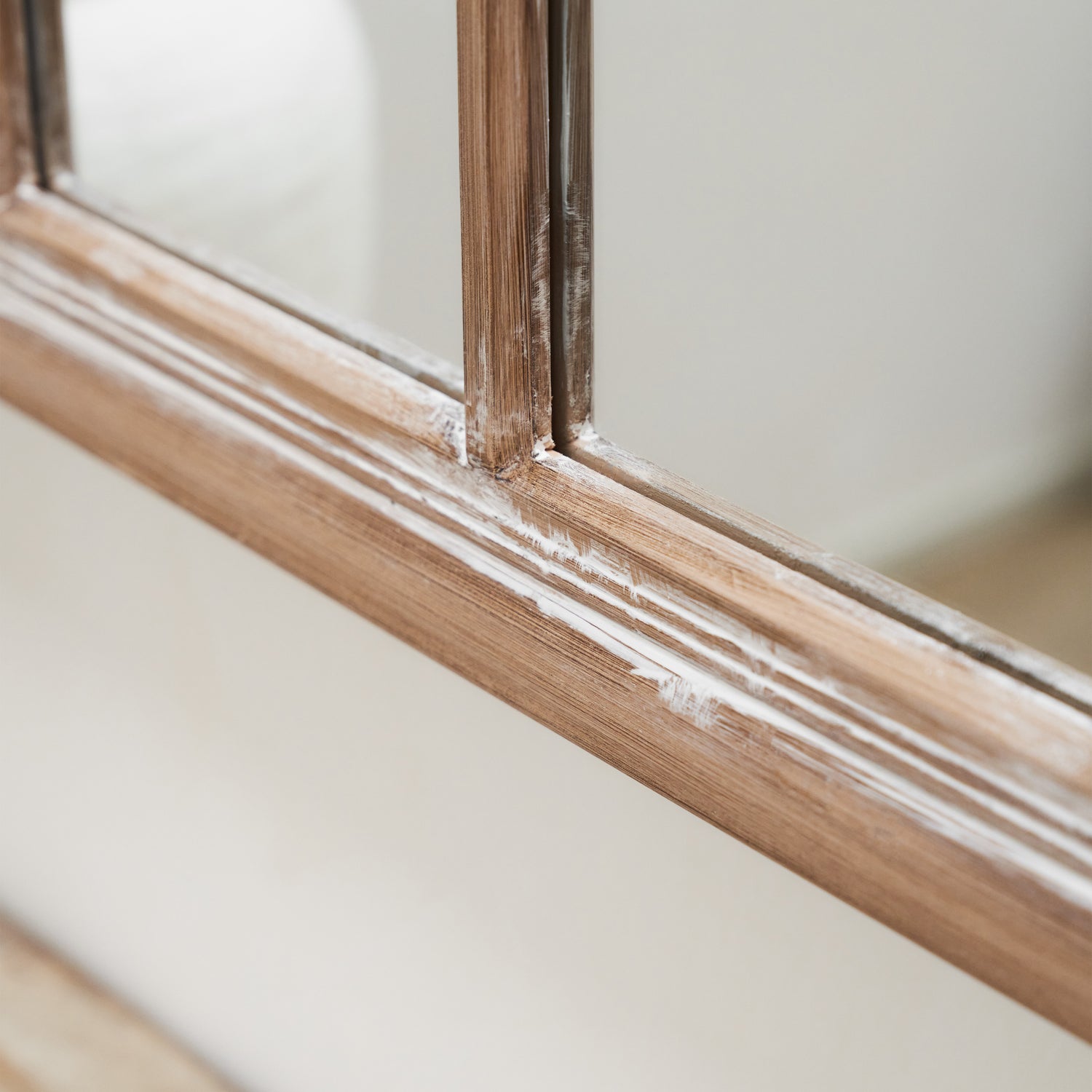 Oak Shabby Chic Rectangular Window Mirror 134cm x 70cm - Sasha