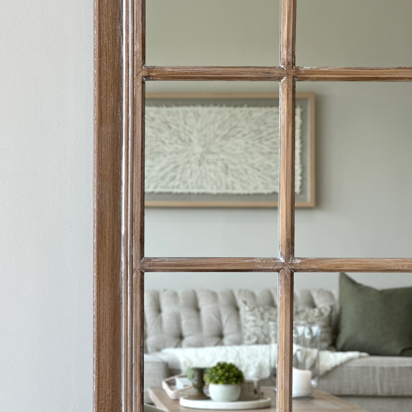 Oak Shabby Chic Rectangular Window Mirror 180cm x 100cm - Sasha