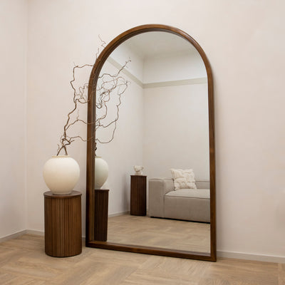 Full Length Extra Large Arched Walnut Mirror 190cm x 110cm- Tamara