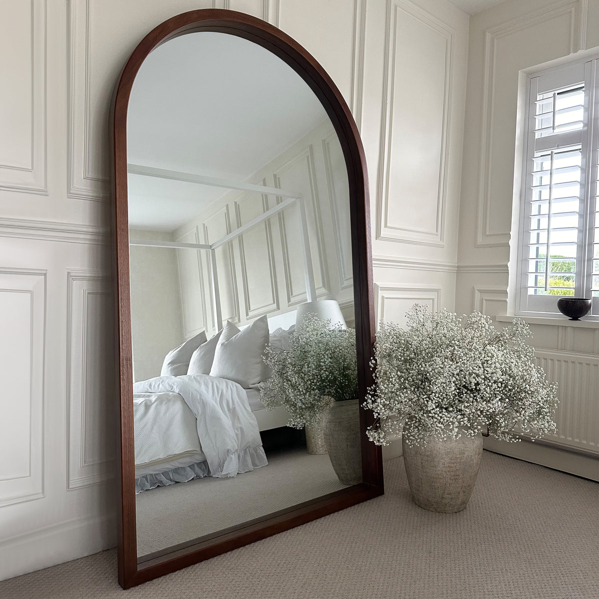 Full Length Extra Large Arched Walnut Mirror 190cm x 110cm- Tamara