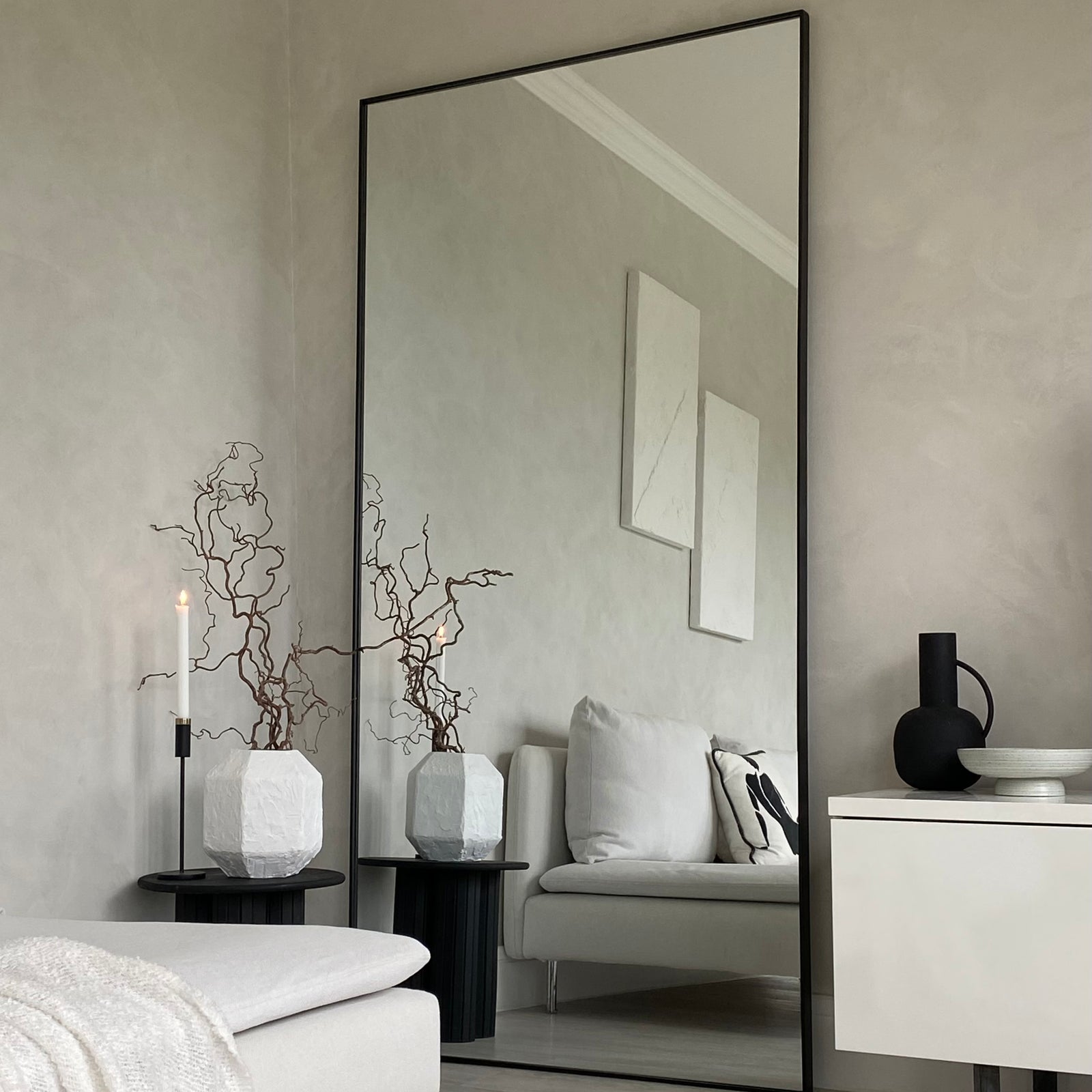 Full Length Black Extra Large Metal Mirror 200cm x 100cm - Theo