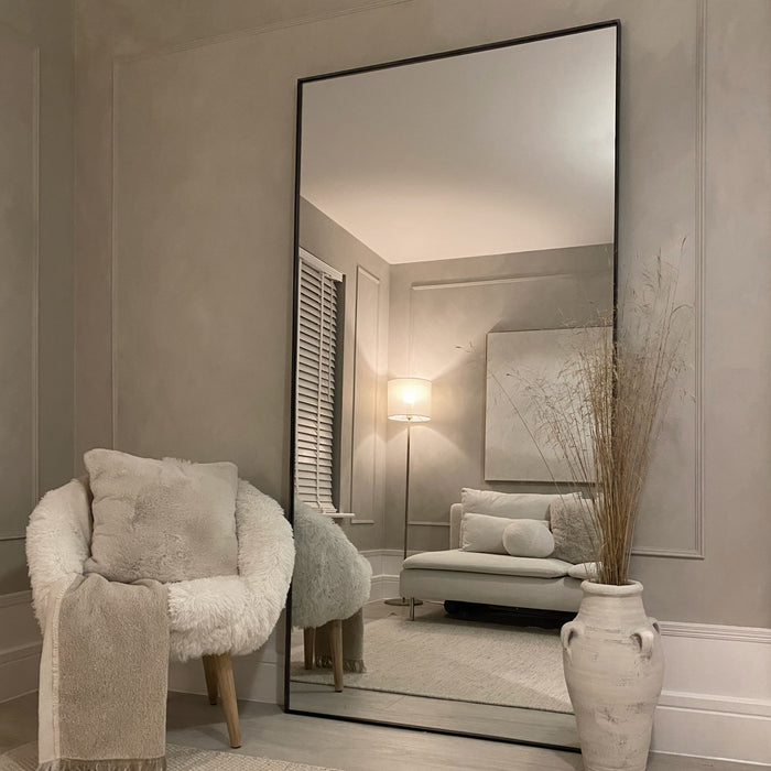 Full Length Black Extra Large Metal Mirror 200cm x 100cm - Theo