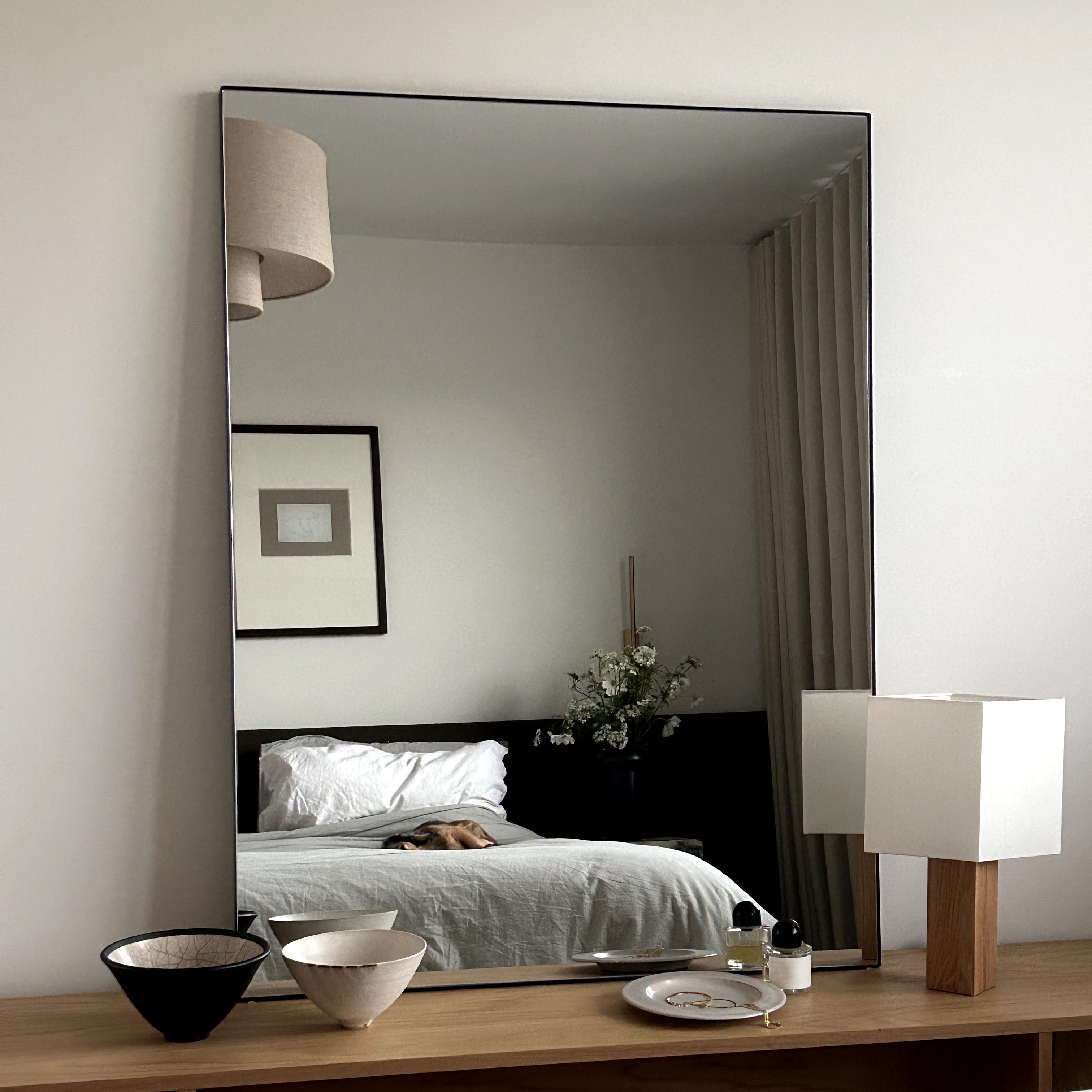 Black Rectangular Metal Large Wall Mirror 120cm x 90cm - Theo