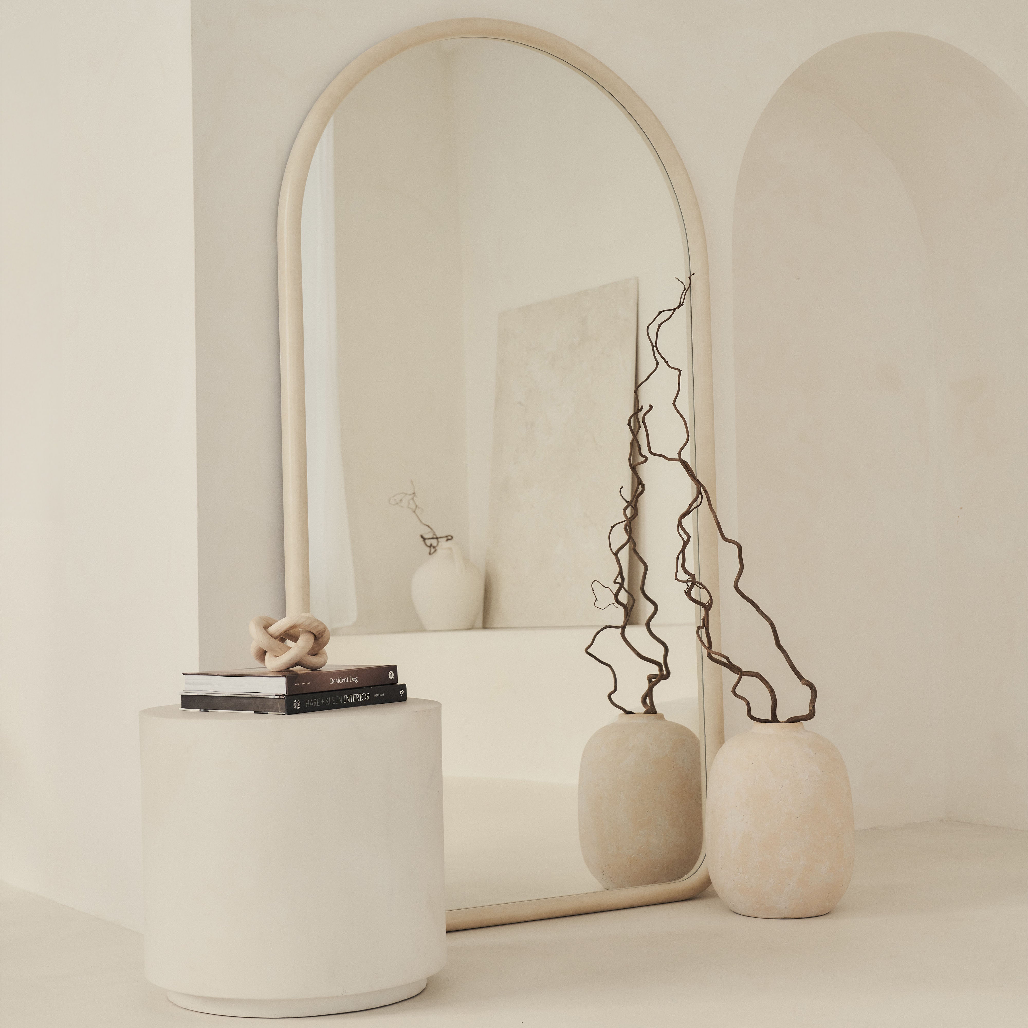 Extra Large Full Length Arched Concrete Mirror 190cm x 100cm - Amora