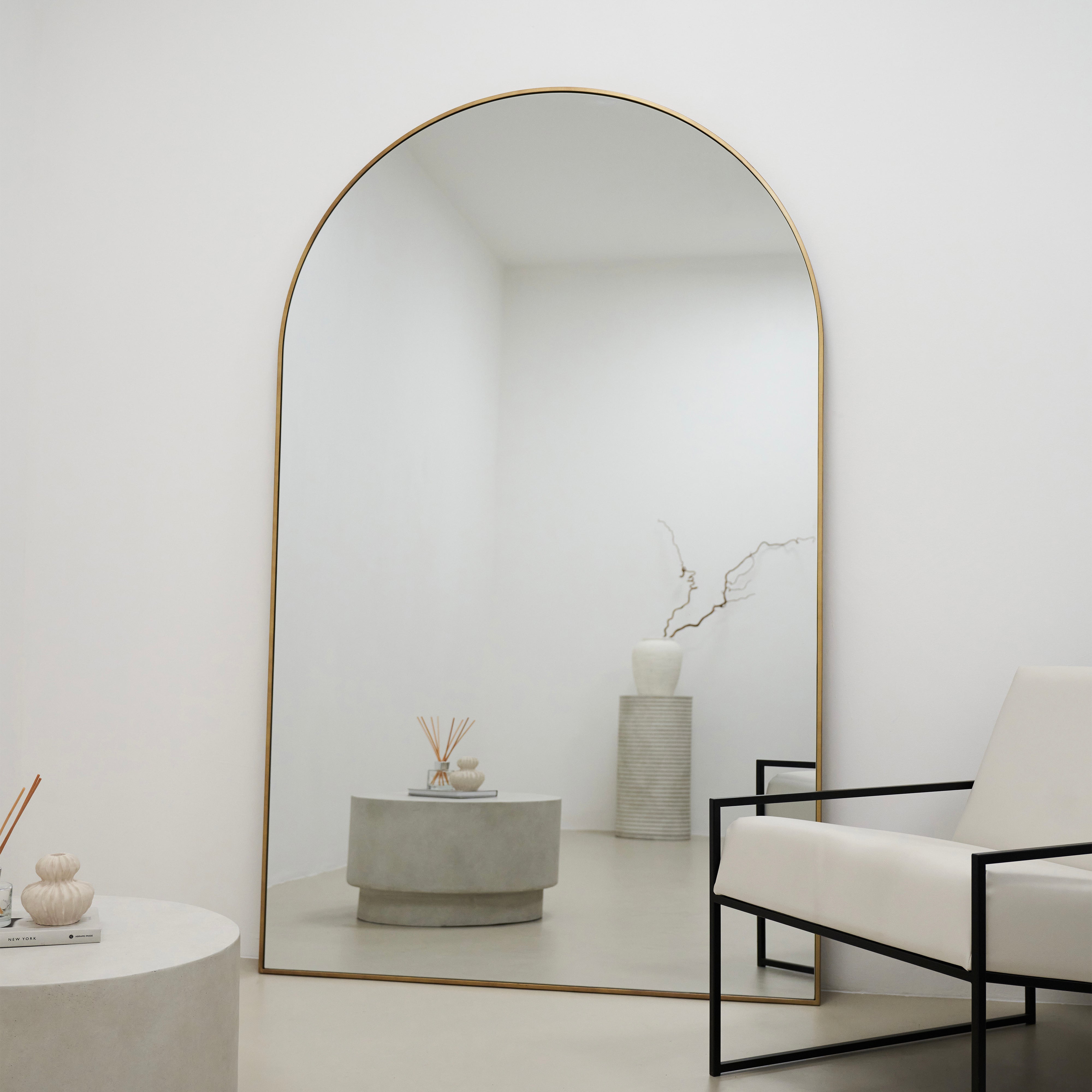 Gold Full Length Arched Metal Mirror 200cm x 120cm - Liberty