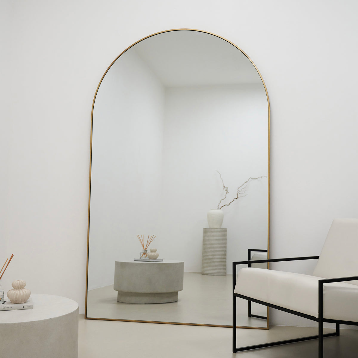 Gold Full Length Arched Metal Mirror 200cm x 120cm - Liberty