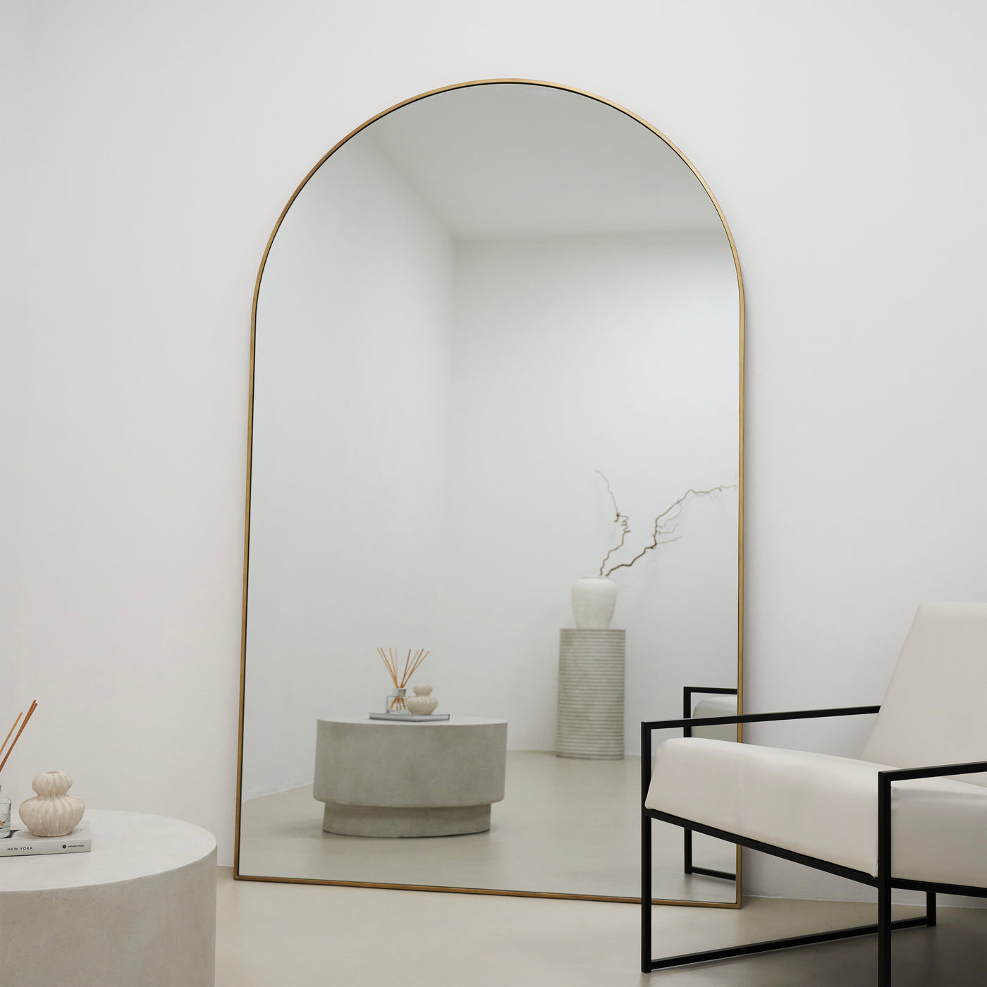 Gold Full Length Arched Metal Mirror 200cm x 120cm - Liberty