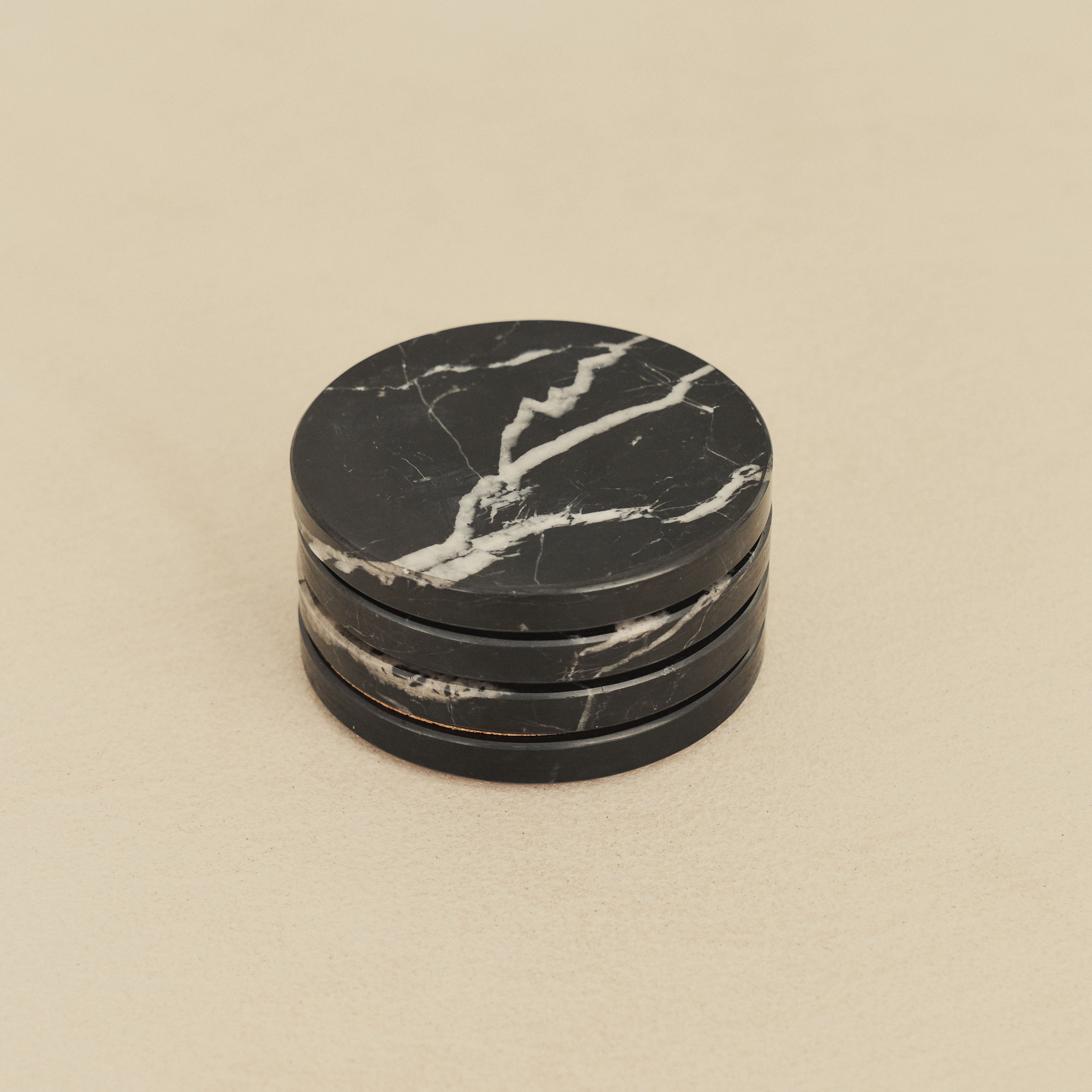 Marbelle - Black Marble Coasters Set of 4 Round
