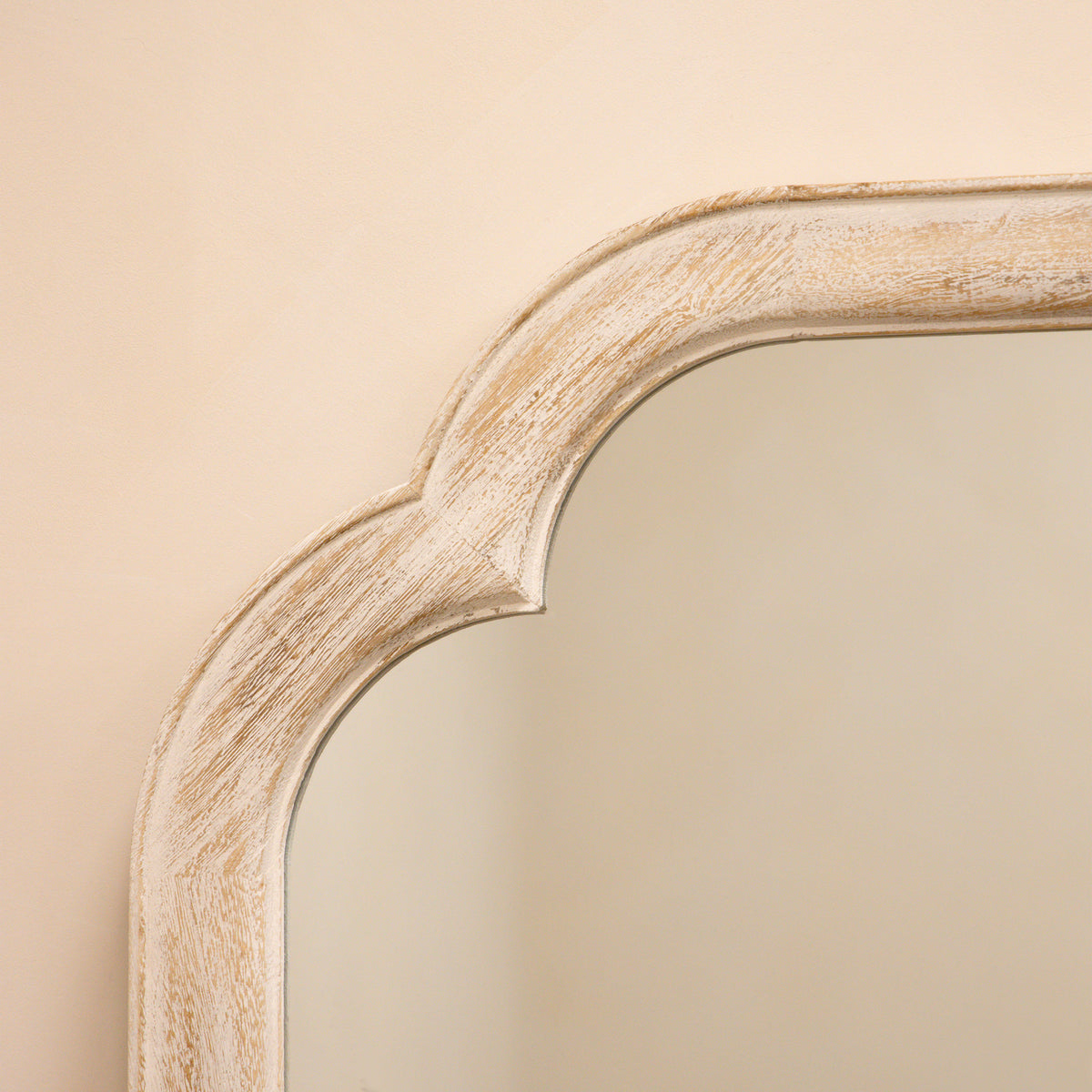 Washed Wood Arched Overmantle Mirror 170cm x 75cm - Elena