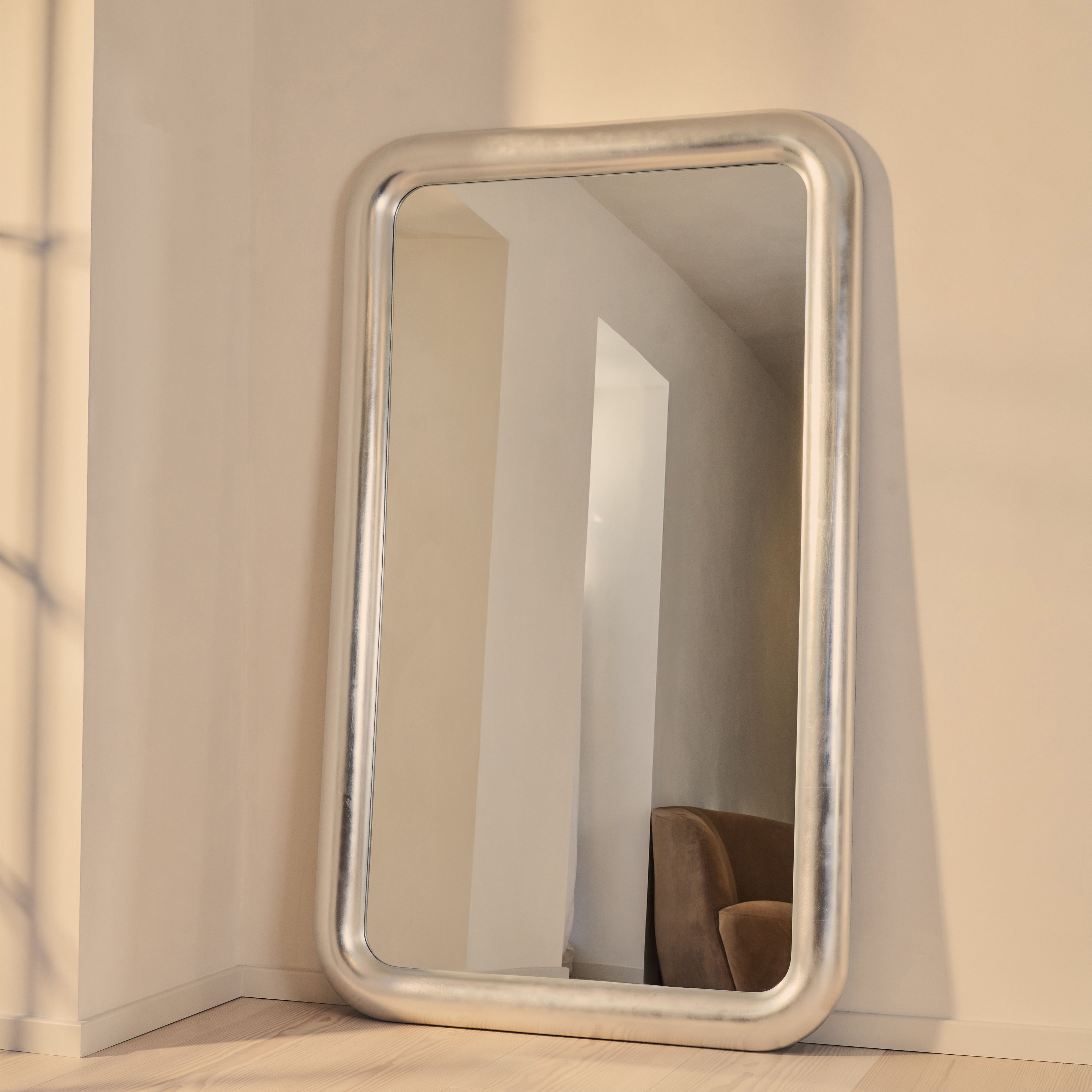 Obsidian - Full Length Rectangular Brushed Chrome XL Mirror 200x120cm