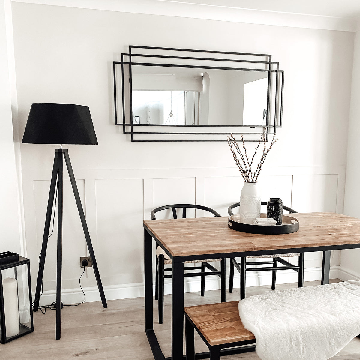 Large Black Rectangular Metal Mirror 140cm x 70cm - Amalfi