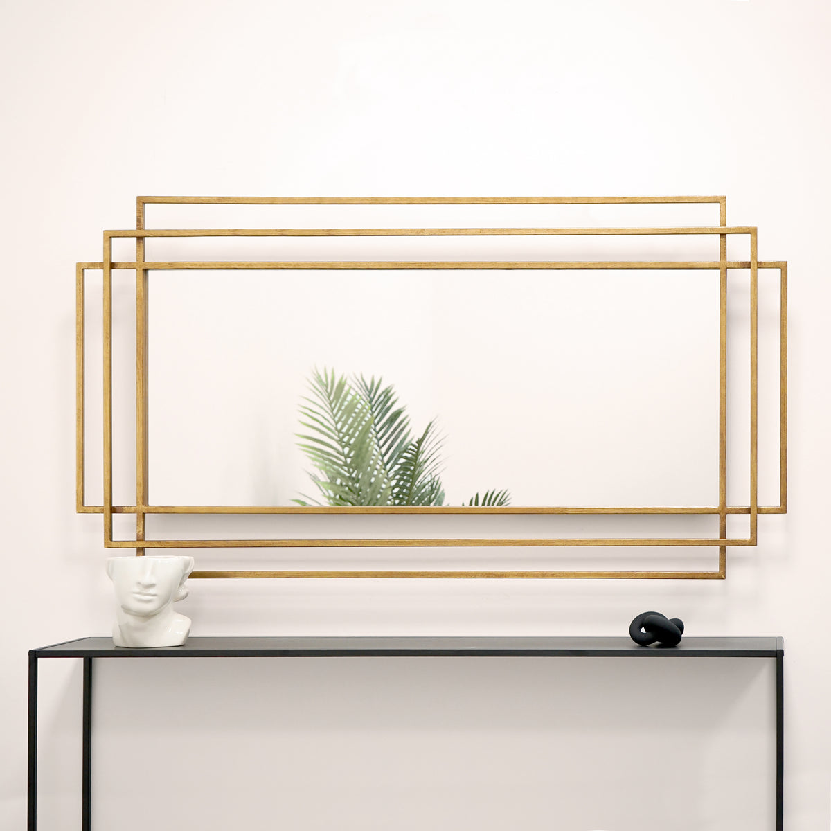Large Gold Rectangular Metal Mirror 140cm x 70cm - Amalfi