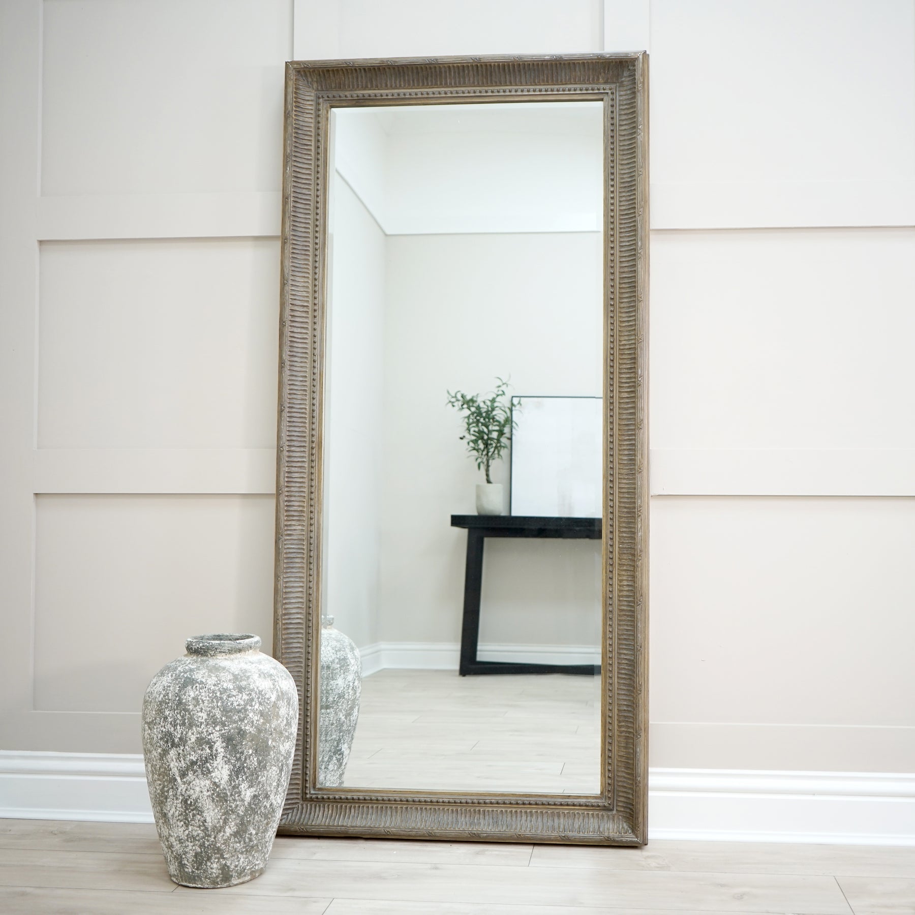 Washed Wood Rectangular Full Length Mirror 166cm x 79cm - Antoine