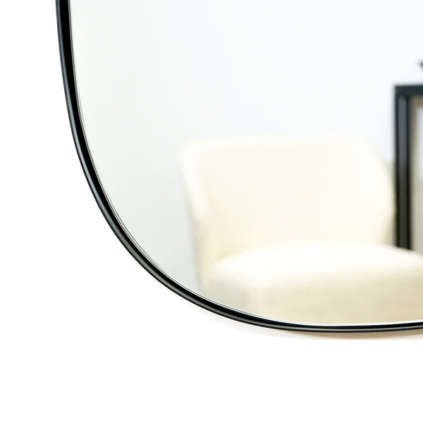 Black Metal Stone Shaped Irregular Wall Mirror 75cm x 45cm - Ava
