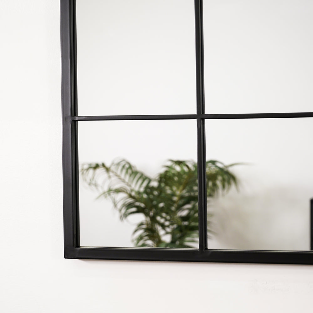 Large Black Industrial Metal Window Mirror 140cm x 70cm - Brooklyn